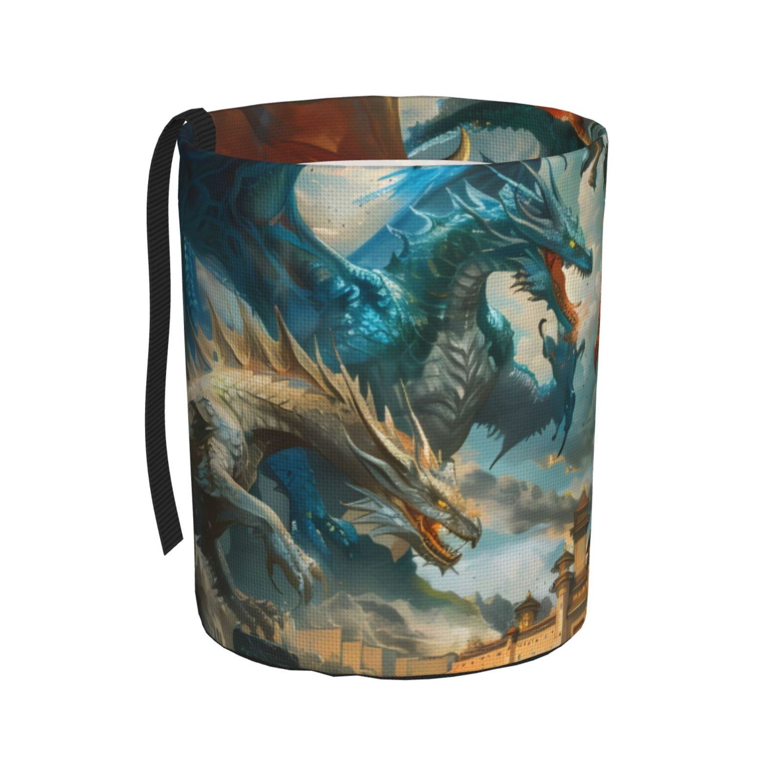 Wukai Red Blue Dragon Battle Epic Print Car Trash Can - Easy to Clean ...