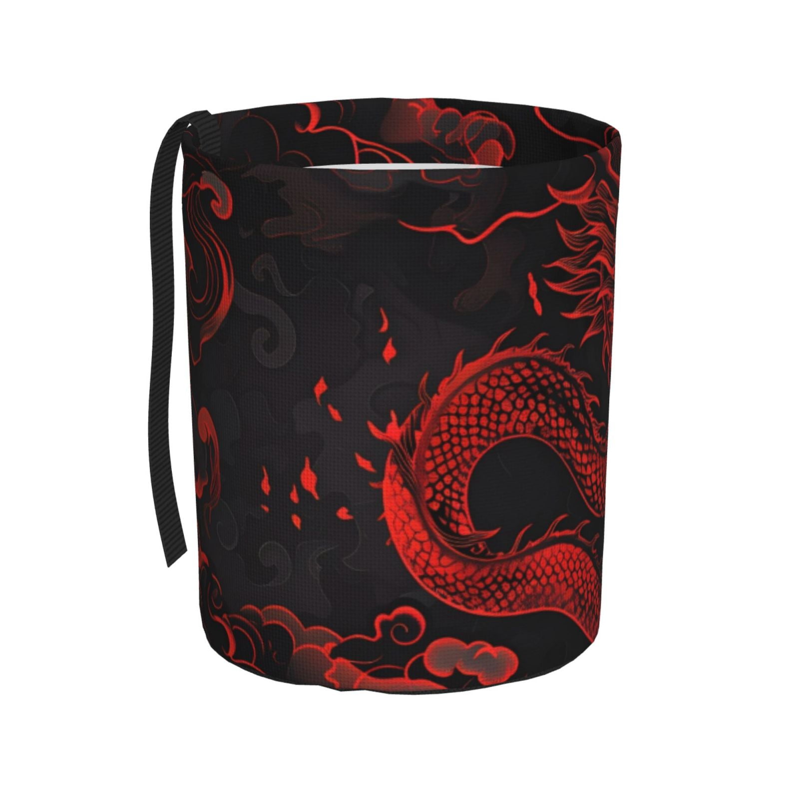 Wukai Red Dragon On Black Print Car Trash Can - Easy to Clean Hanging ...