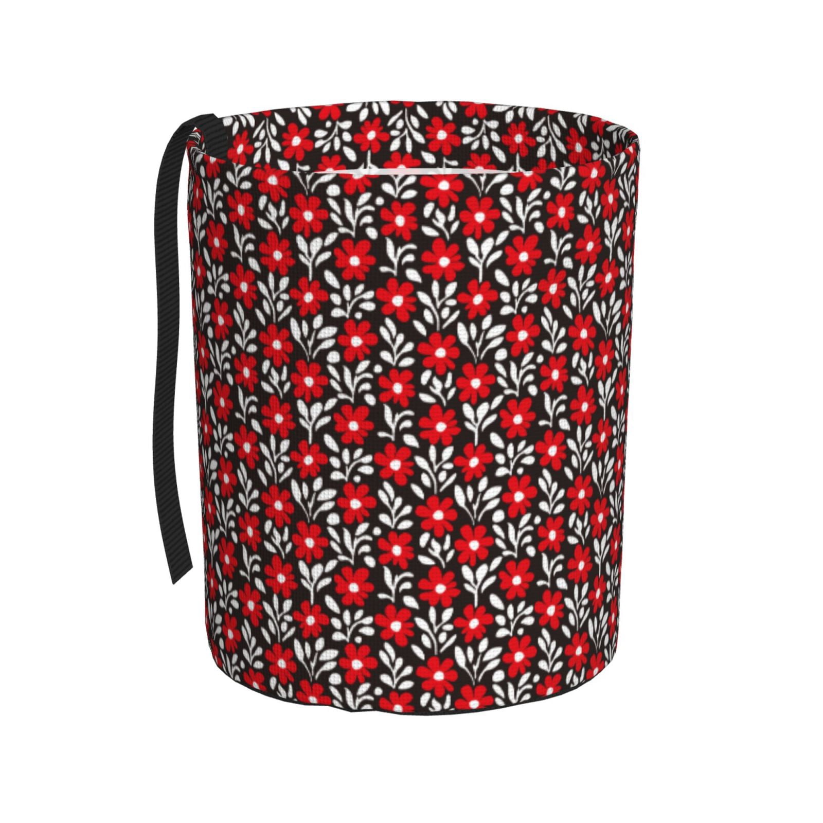 Wukai Red Floral Print Car Trash Can - Easy to Clean Hanging Garbage ...