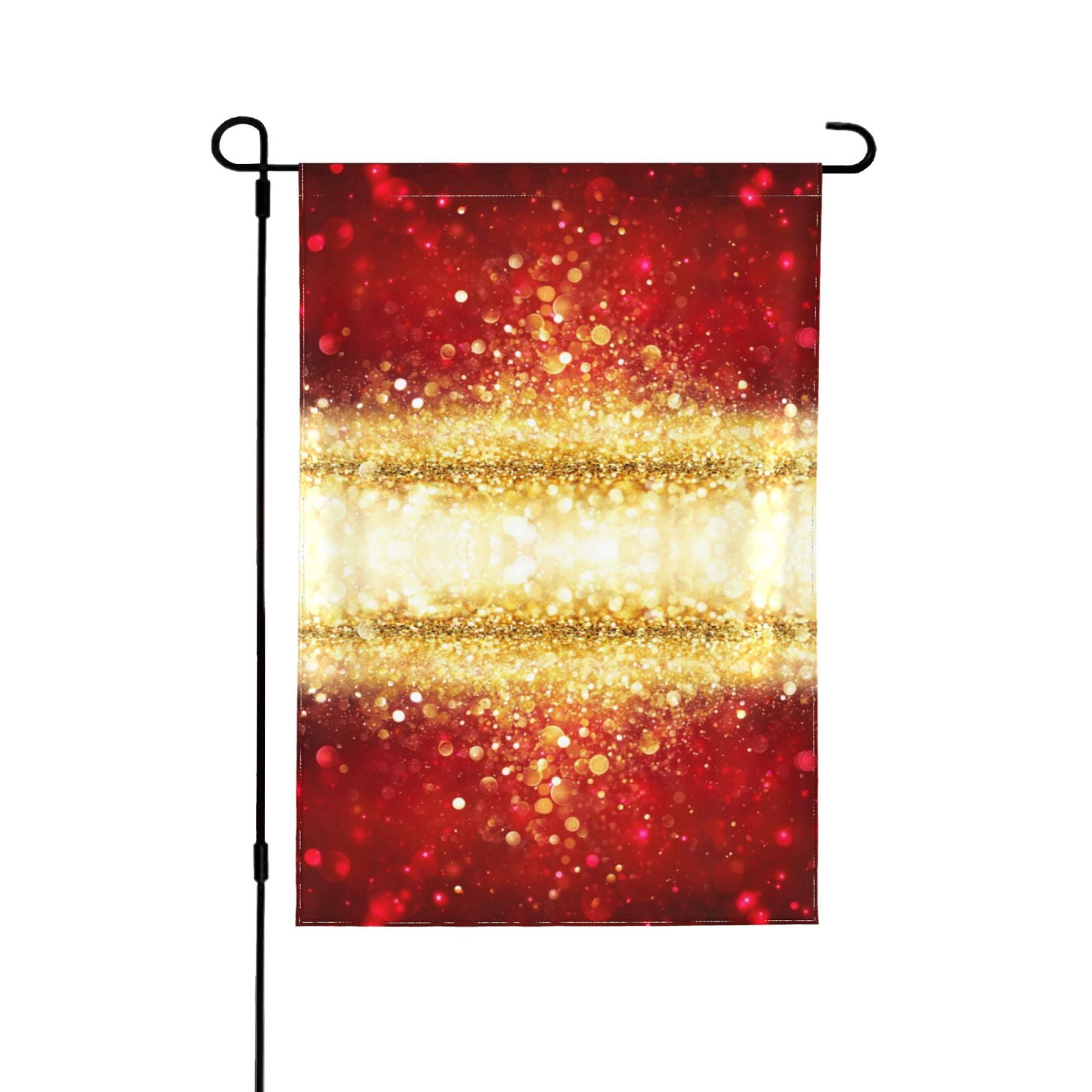 Wukai Red Gold Glitter Garden Flags Double Sided Welcome Garden Yard ...