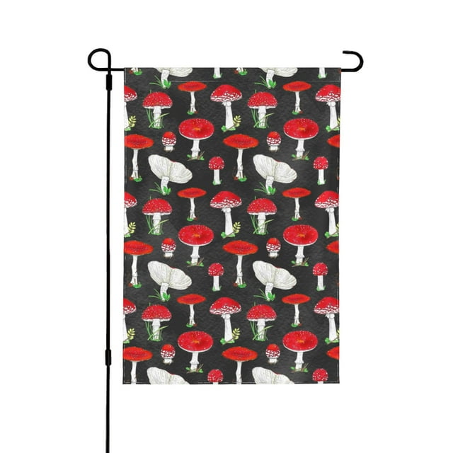 Wukai Red Mushrooms Garden Flags Double Sided Welcome Garden Yard House ...