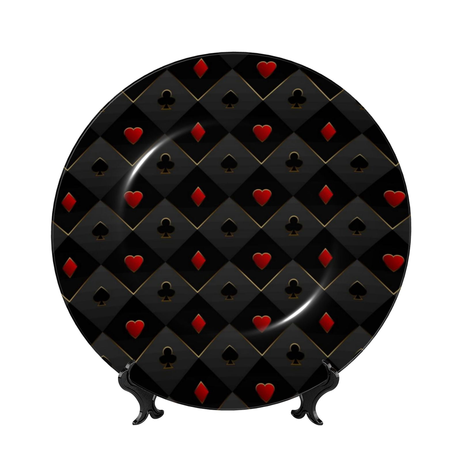 Wukai Red Poker Print Decorative Plate for Display,Bone China ...