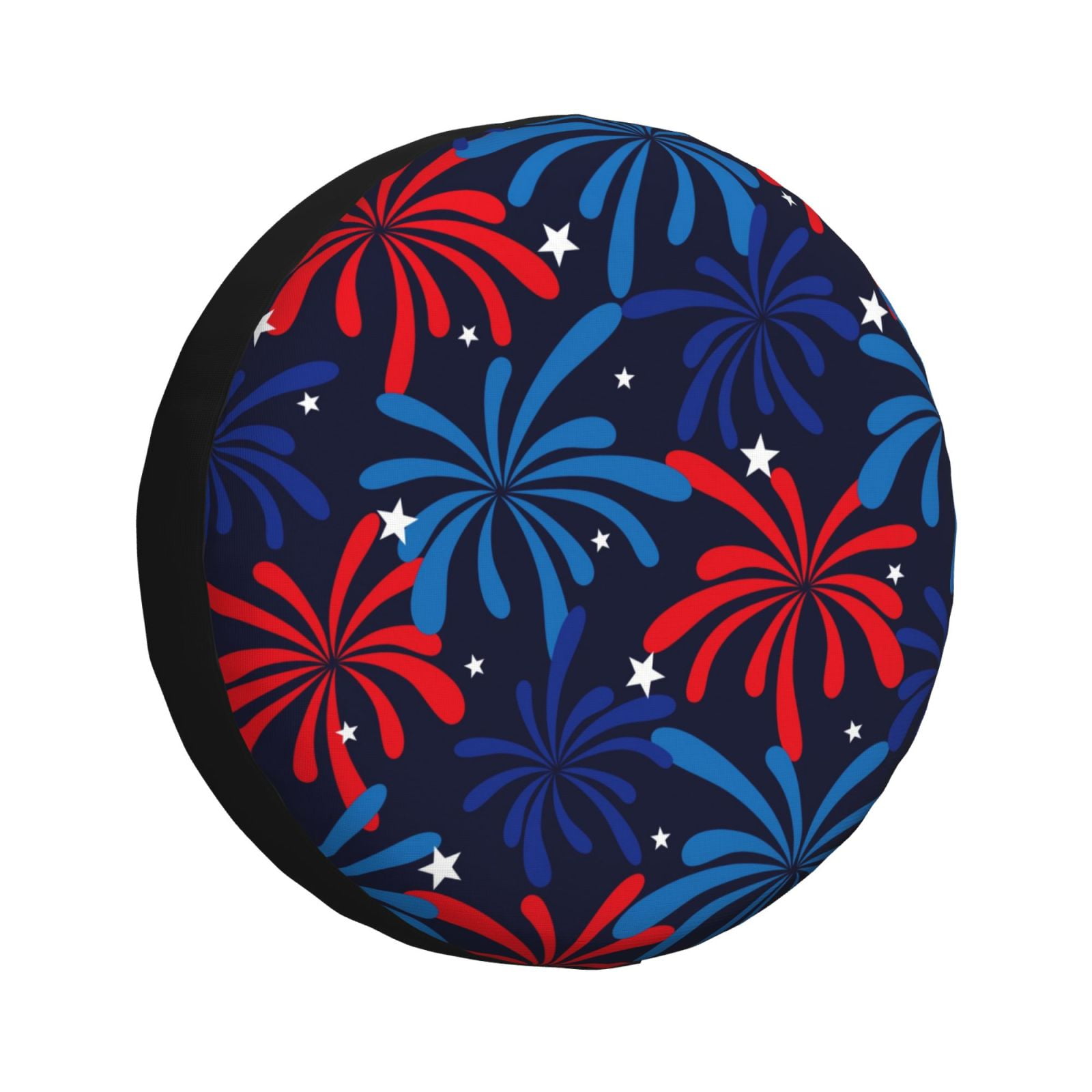 Wukai Red White Blue Fireworks Print Spare Tire Cover for RV Trailer ...