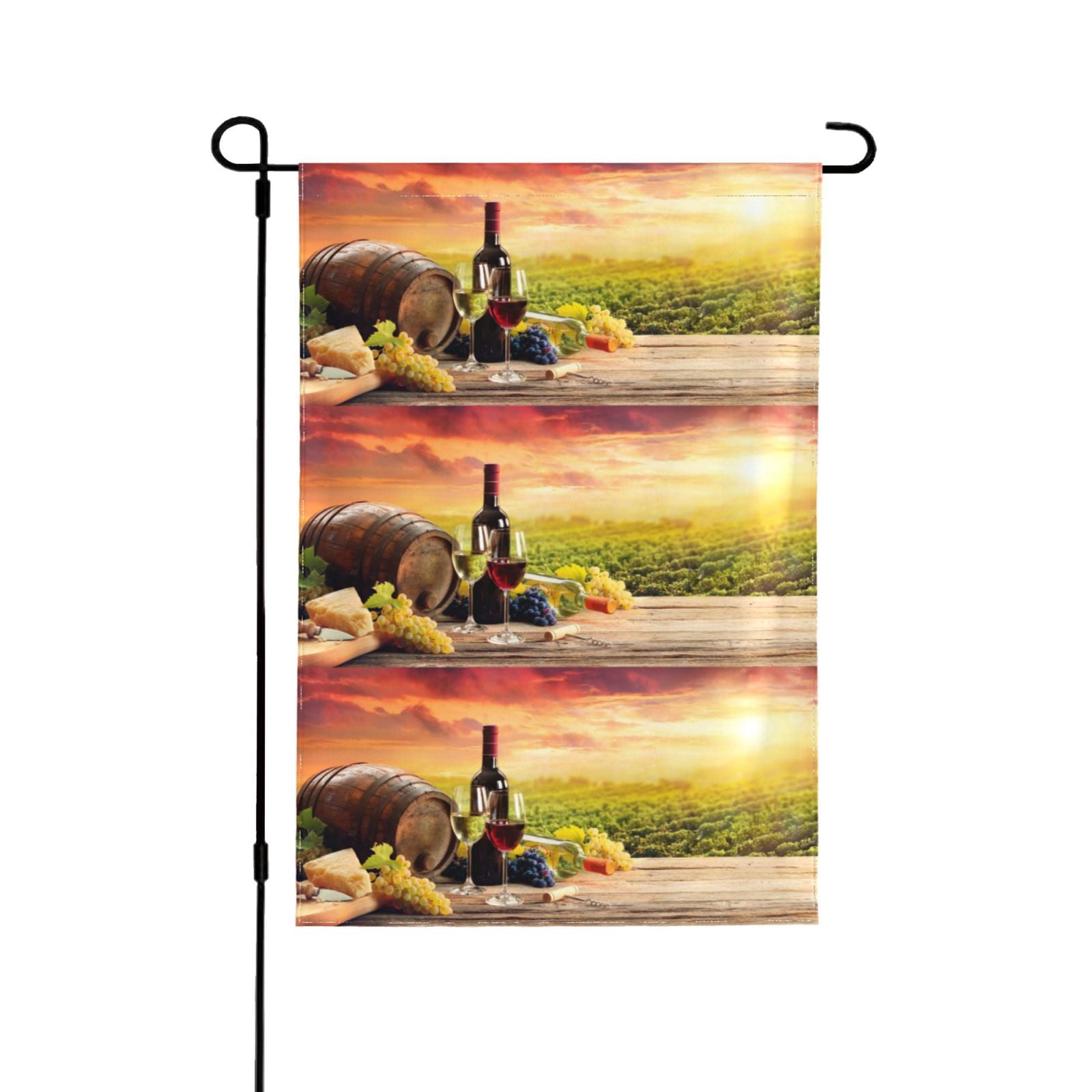 Wukai Red Wine Glasses Garden Flags Double Sided Welcome Garden Yard ...