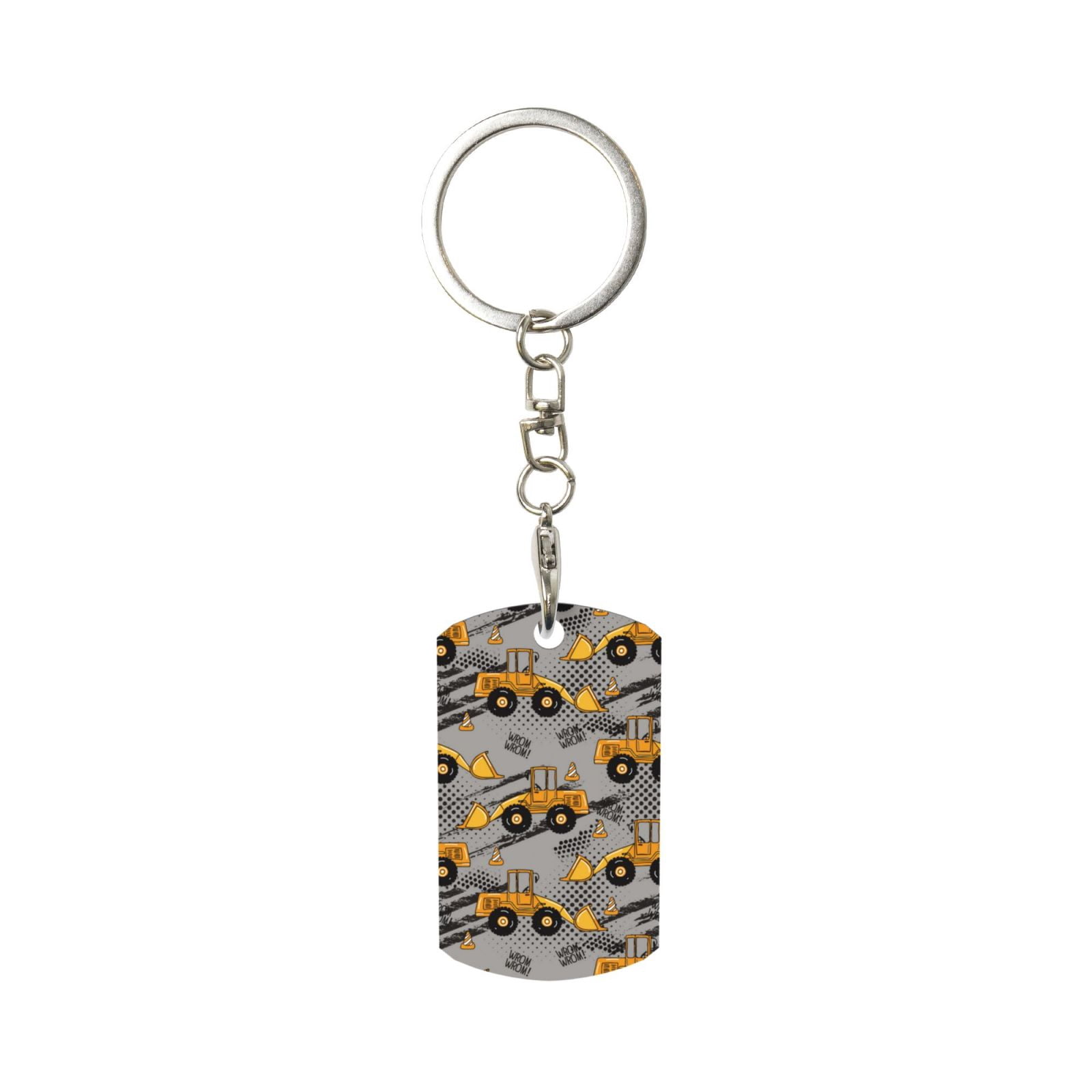 Wukai Retro Excavator Print Rectangular Metal Keychain: Sleek and ...