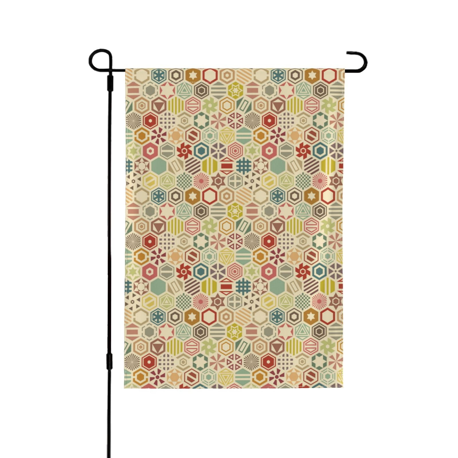 Wukai Retro Geometry Garden Flags Double Sided Welcome Garden Yard ...