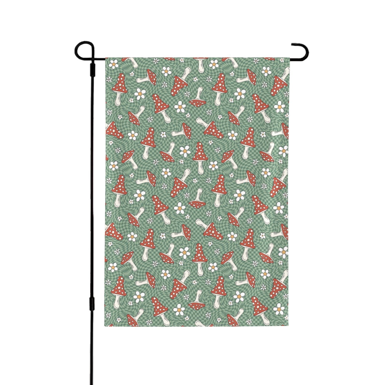 Wukai Retro Hippie Groovy Mushroom Garden Flags Double Sided Welcome ...