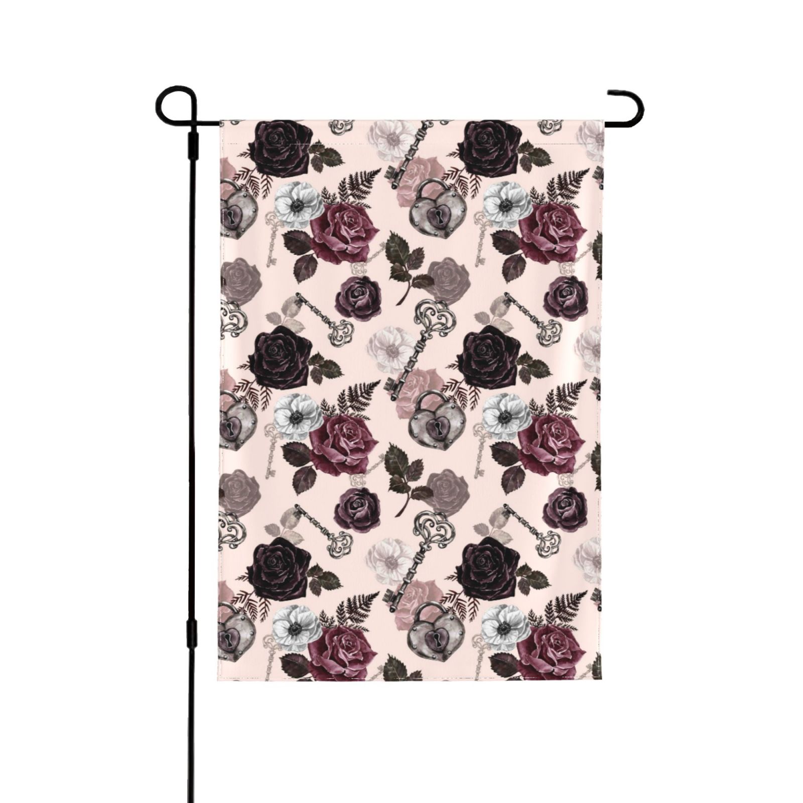 Wukai Retro Red Black Roses Garden Flags Double Sided Welcome Garden ...