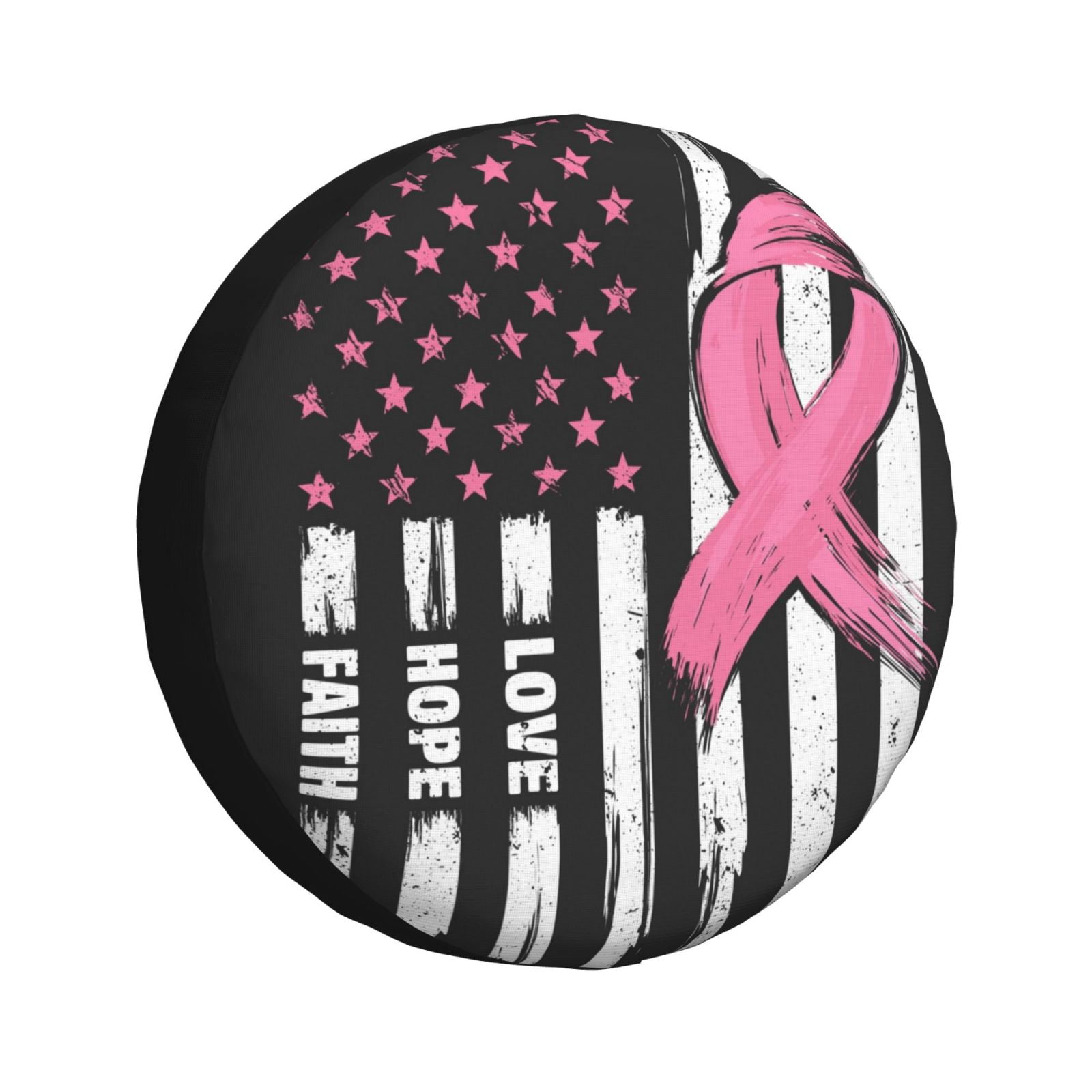 Wukai Ribbon Breast Cancer Awareness Print Spare Tire Cover for RV ...