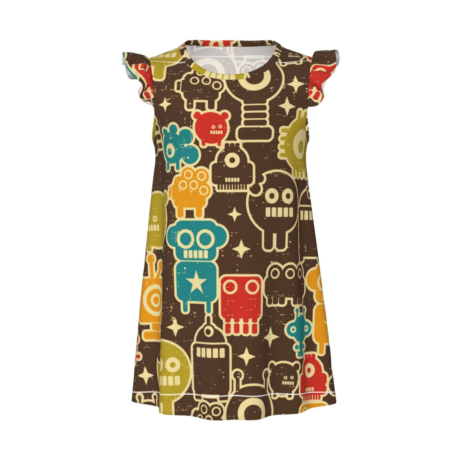 Wukai Robot and Monsters Print Girls Nightgowns Pajamas Dress,Soft ...