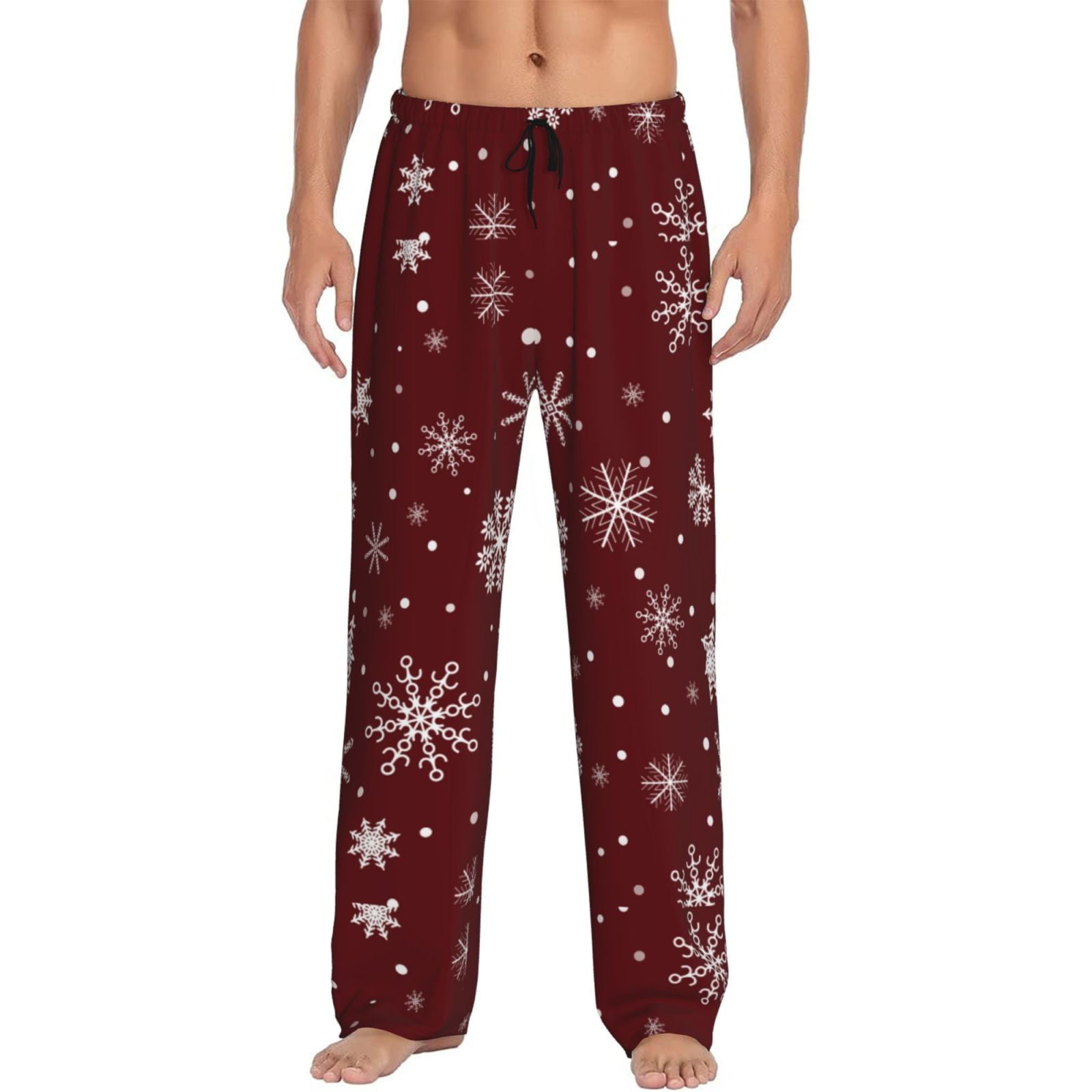 Wukai Romantic white snowflakes Mens PJ Pajama Pants|Sleepwear Plaid ...