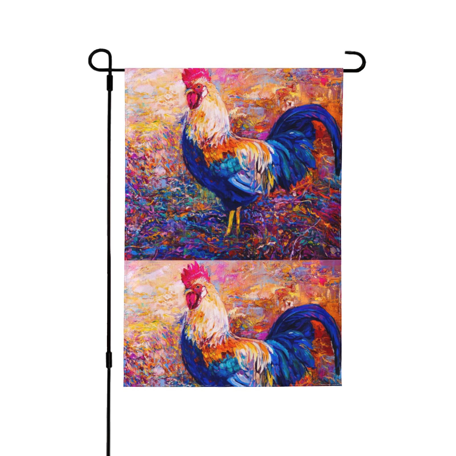 Wukai Rooster Oil Painting Garden Flags Double Sided Welcome Garden Yard House Flags Outside ...