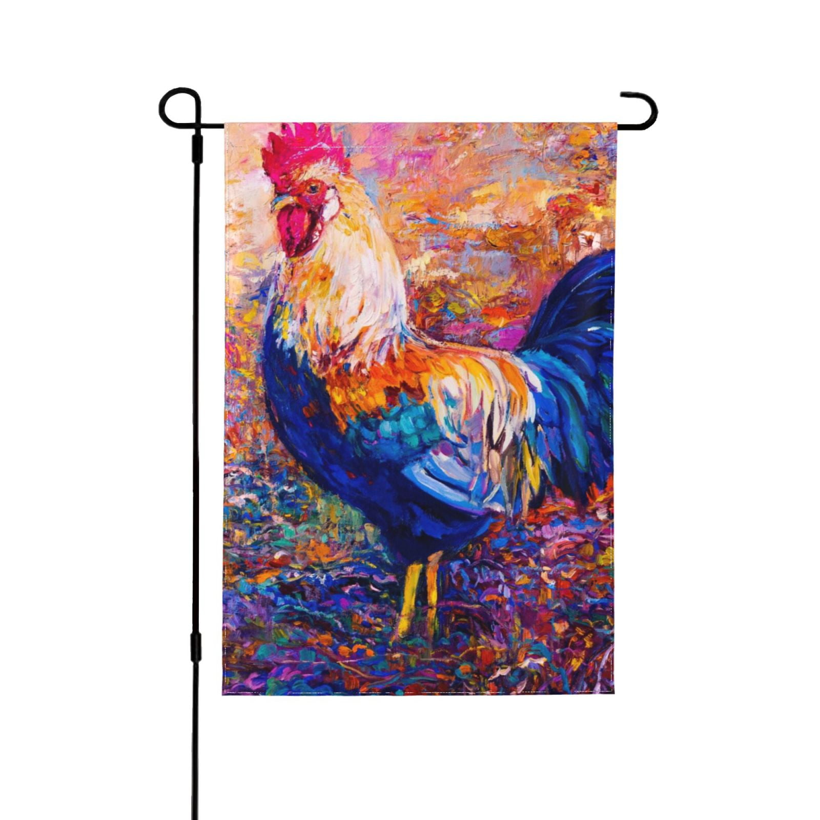 Wukai Rooster Oil Painting Garden Flags Double Sided Welcome Garden ...