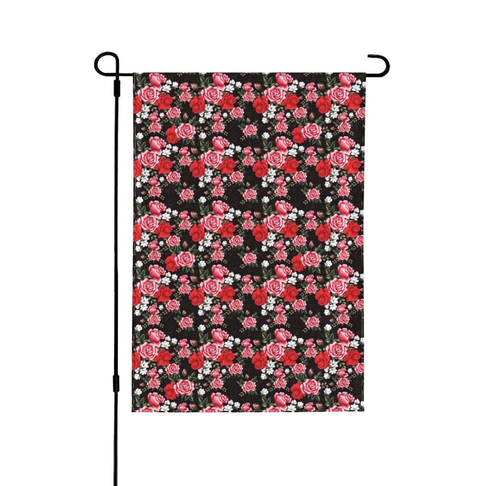 Wukai Rose Flowers Garden Flags Double Sided Welcome Garden Yard House ...