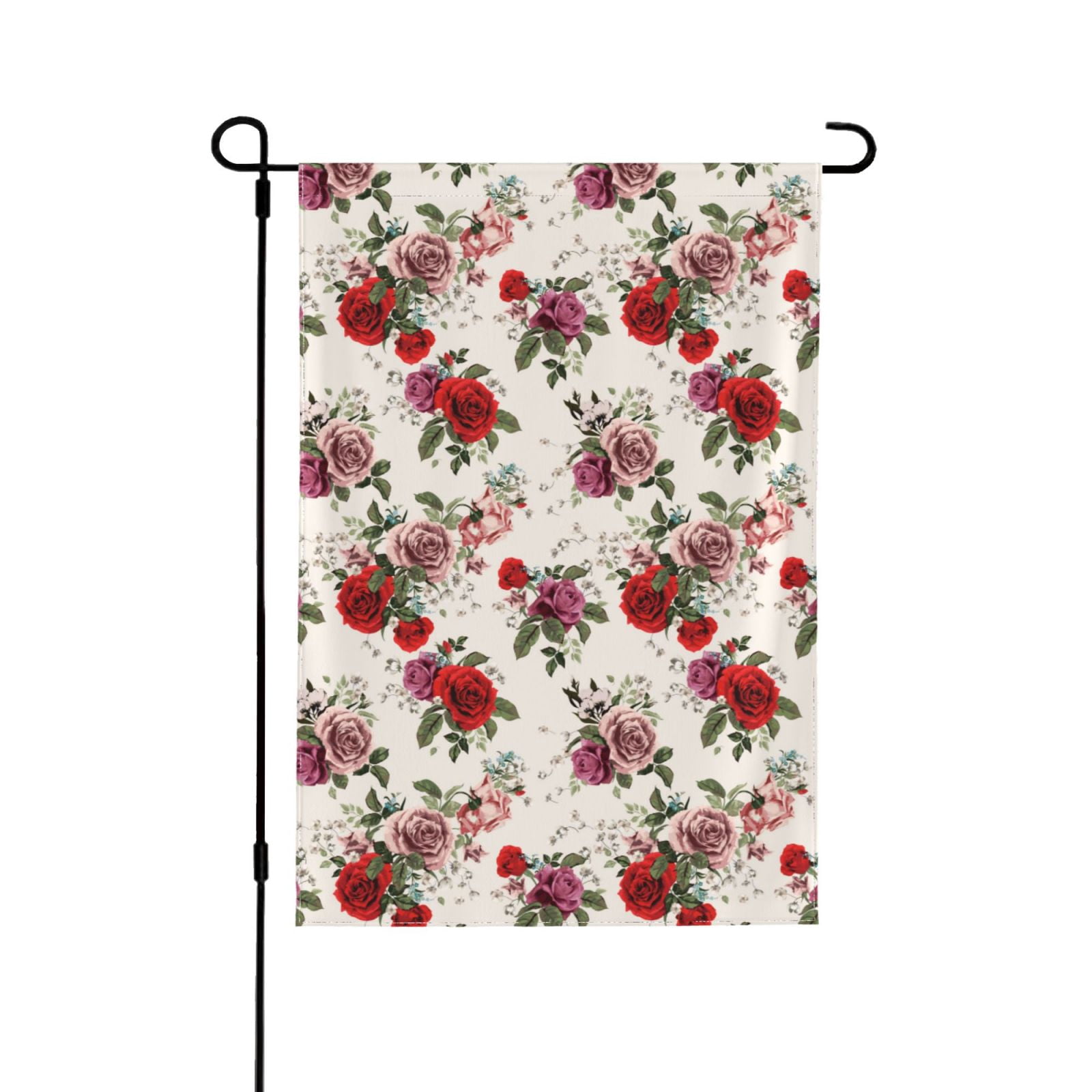 Wukai Rose Flowers Garden Flags Double Sided Welcome Garden Yard House ...