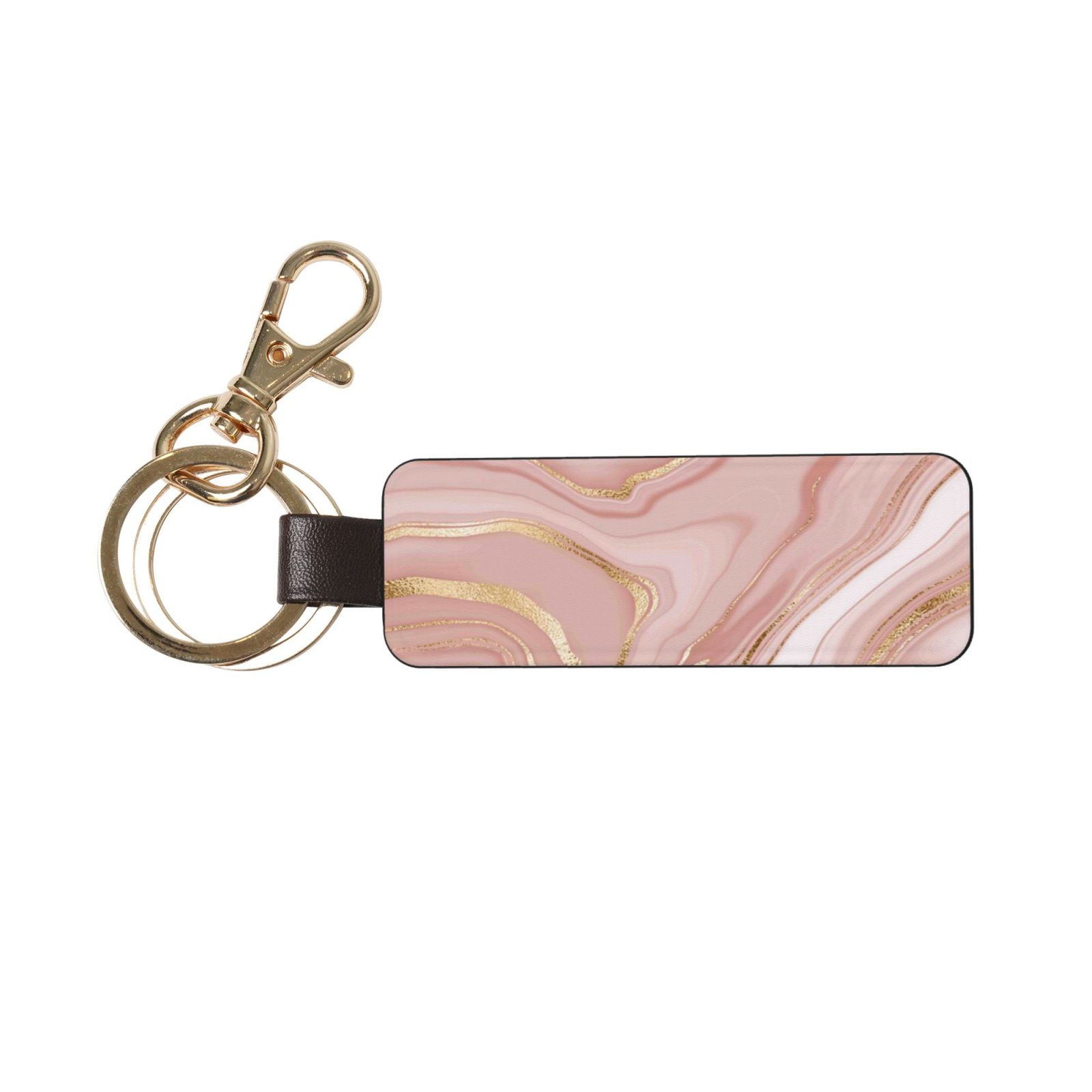 Wukai Rose Gold Glitter Splatter Print Leather Car Keychain, Universal ...