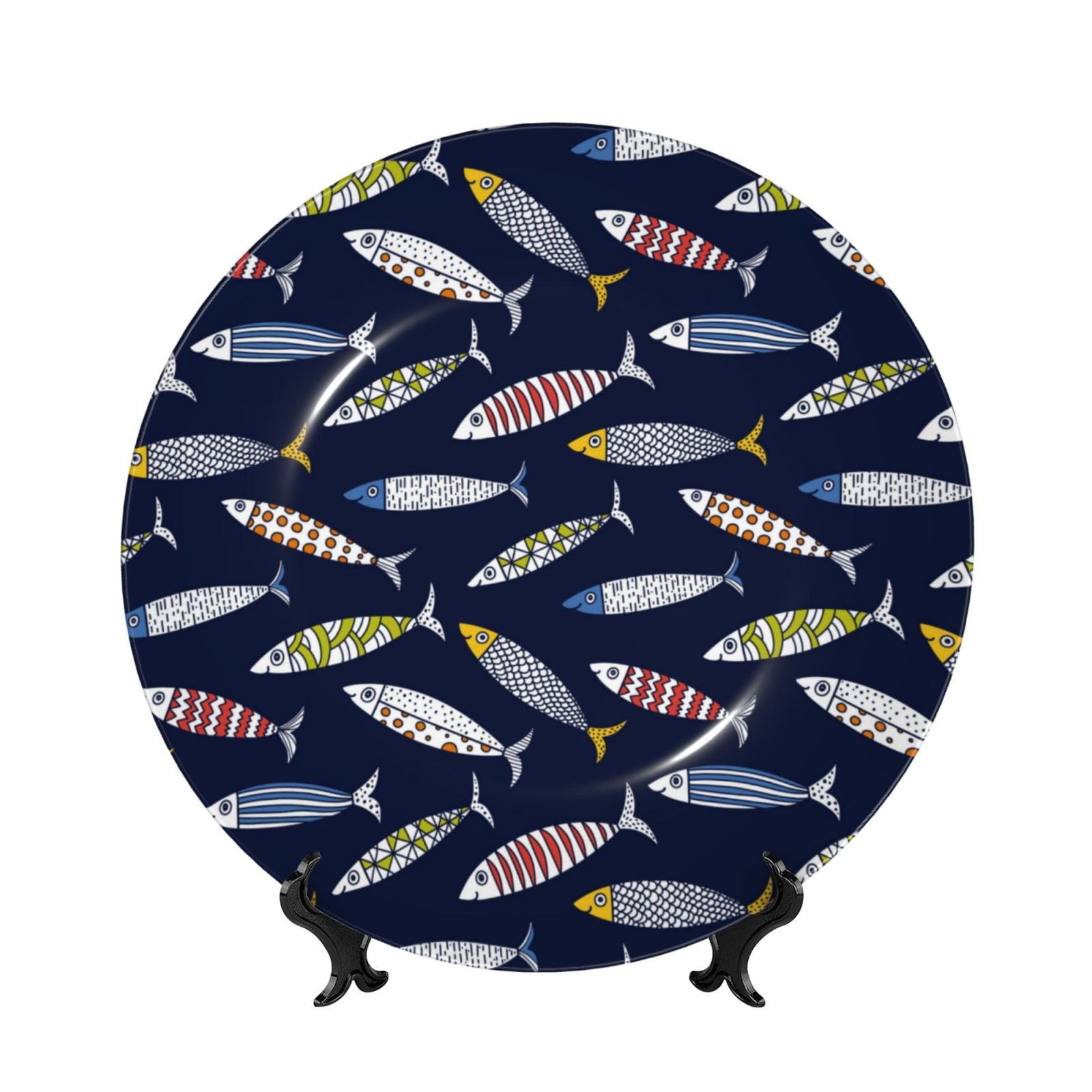 Wukai Sardine Print Decorative Plate for Display,Bone China Decorative ...