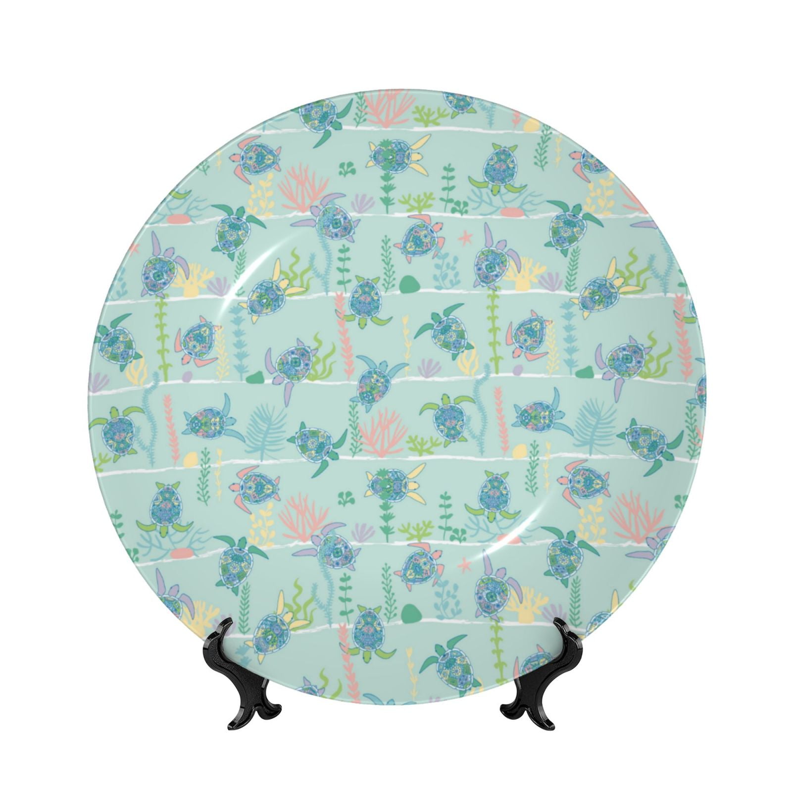 Wukai Sea Turtle Print Decorative Plate for Display,Bone China ...