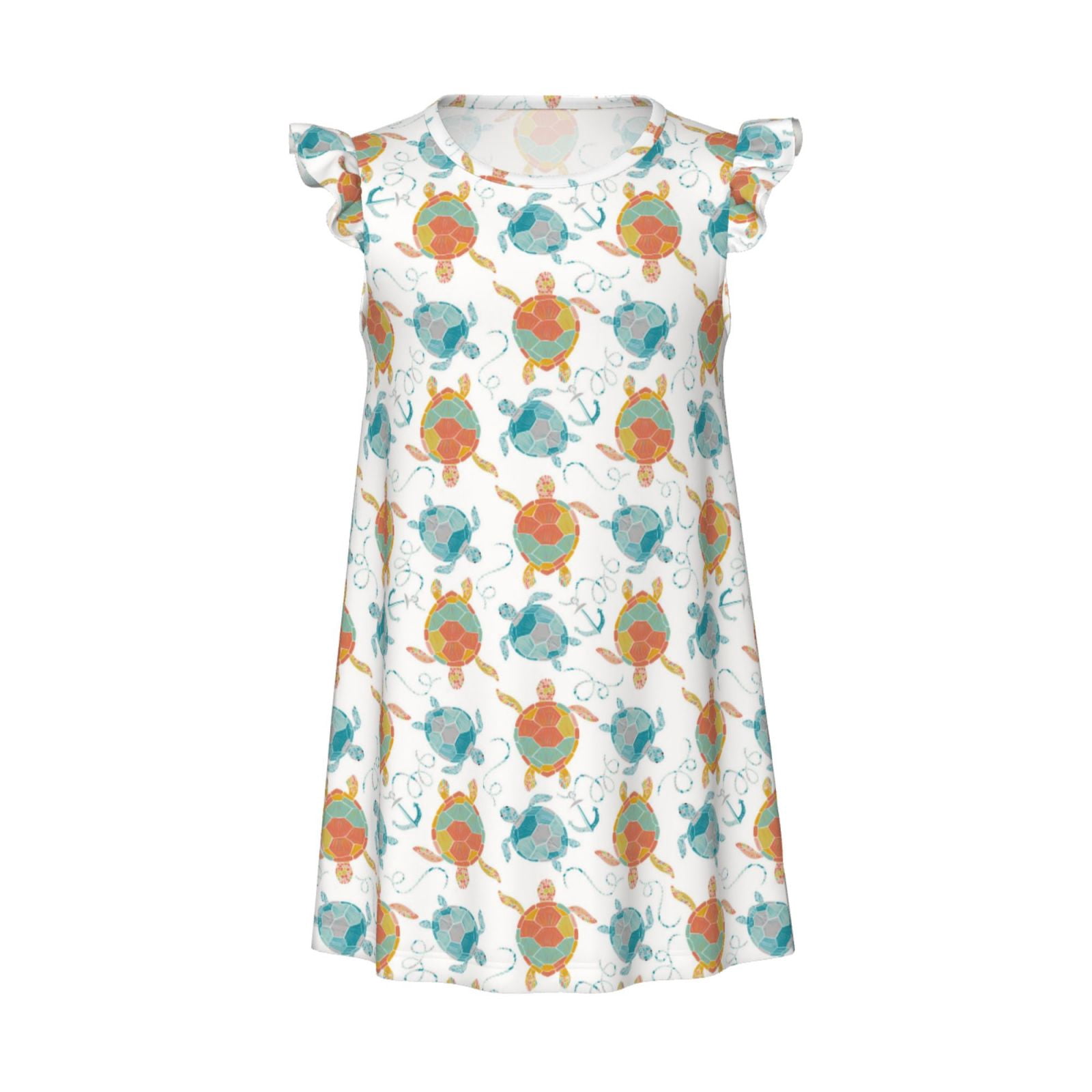 Wukai Sea Turtle Print Girls Nightgowns Pajamas Dress,Soft & Cute ...