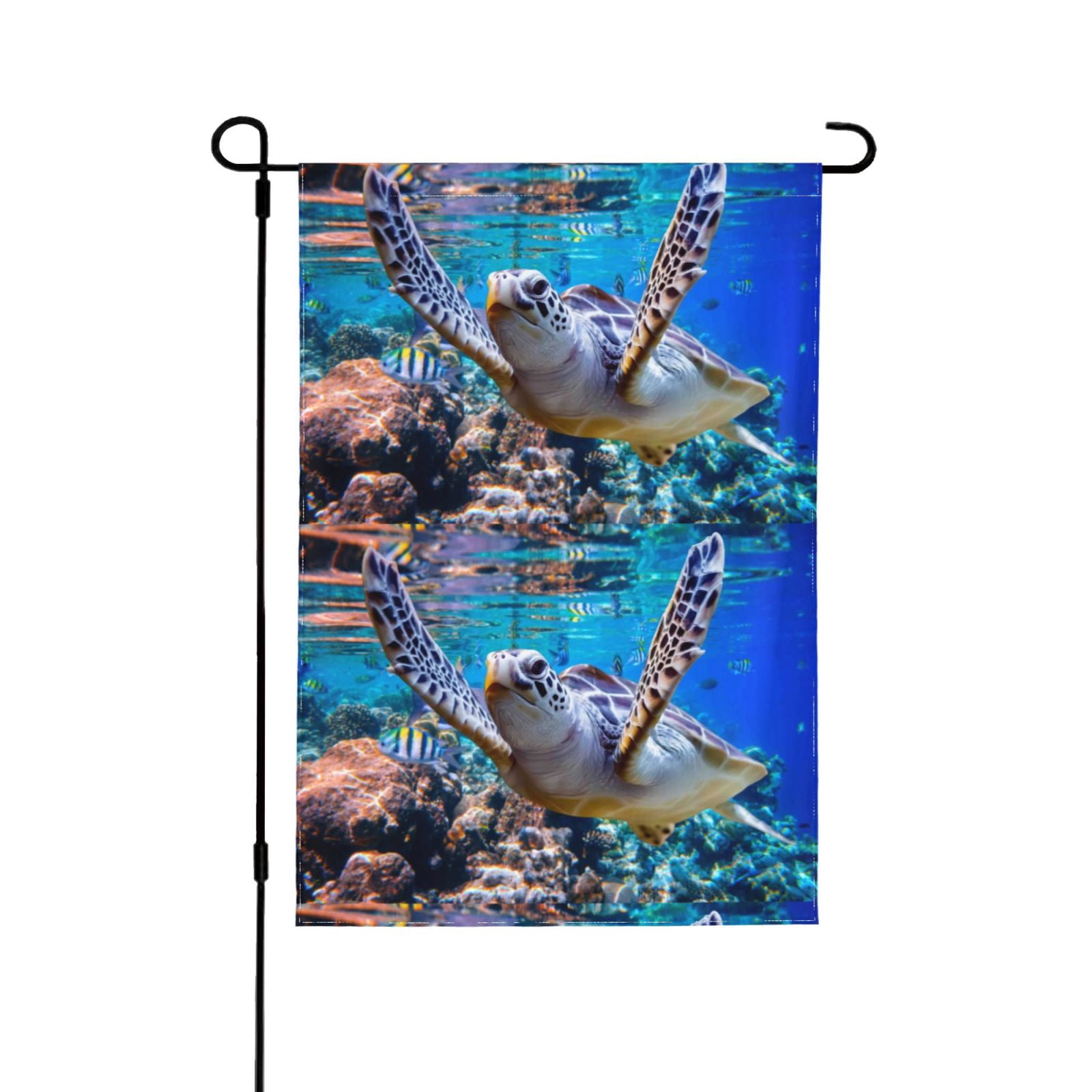 Wukai Sea Turtle Swims Garden Flags Double Sided Welcome Garden Yard ...