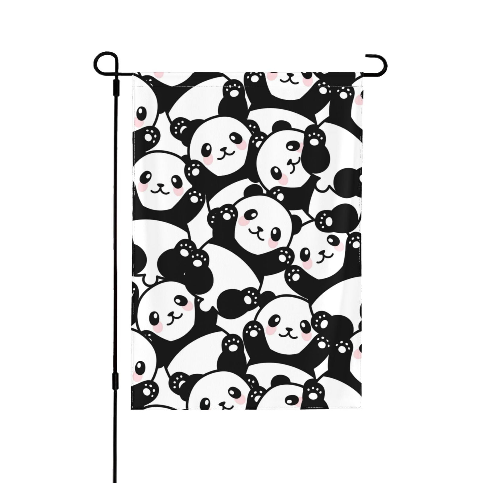 Wukai Seamless Pattern Cute Panda Garden Flags Double Sided Welcome ...