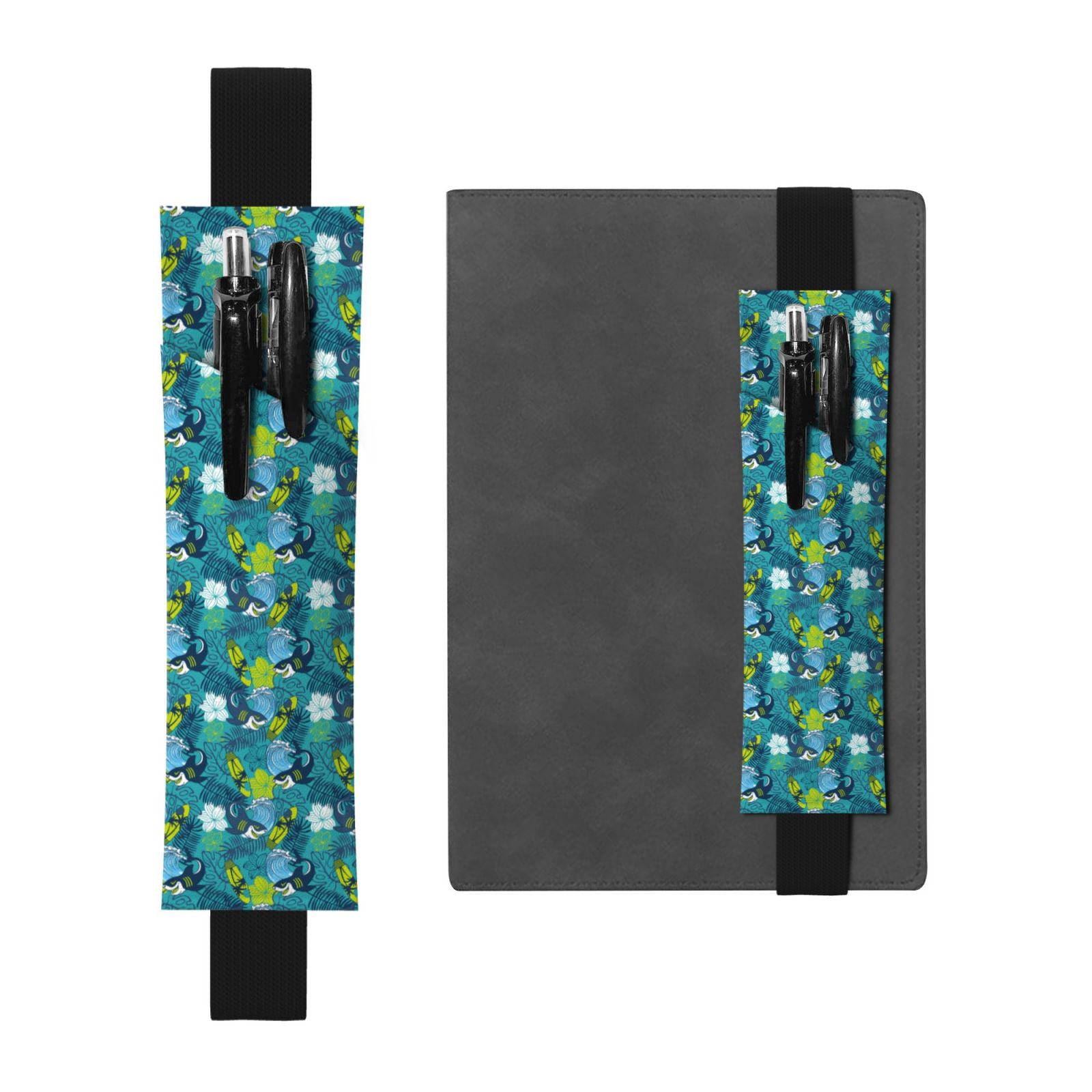 Wukai Shark And Leaves Adjustable Elastic Band Leather Pen Holder ...
