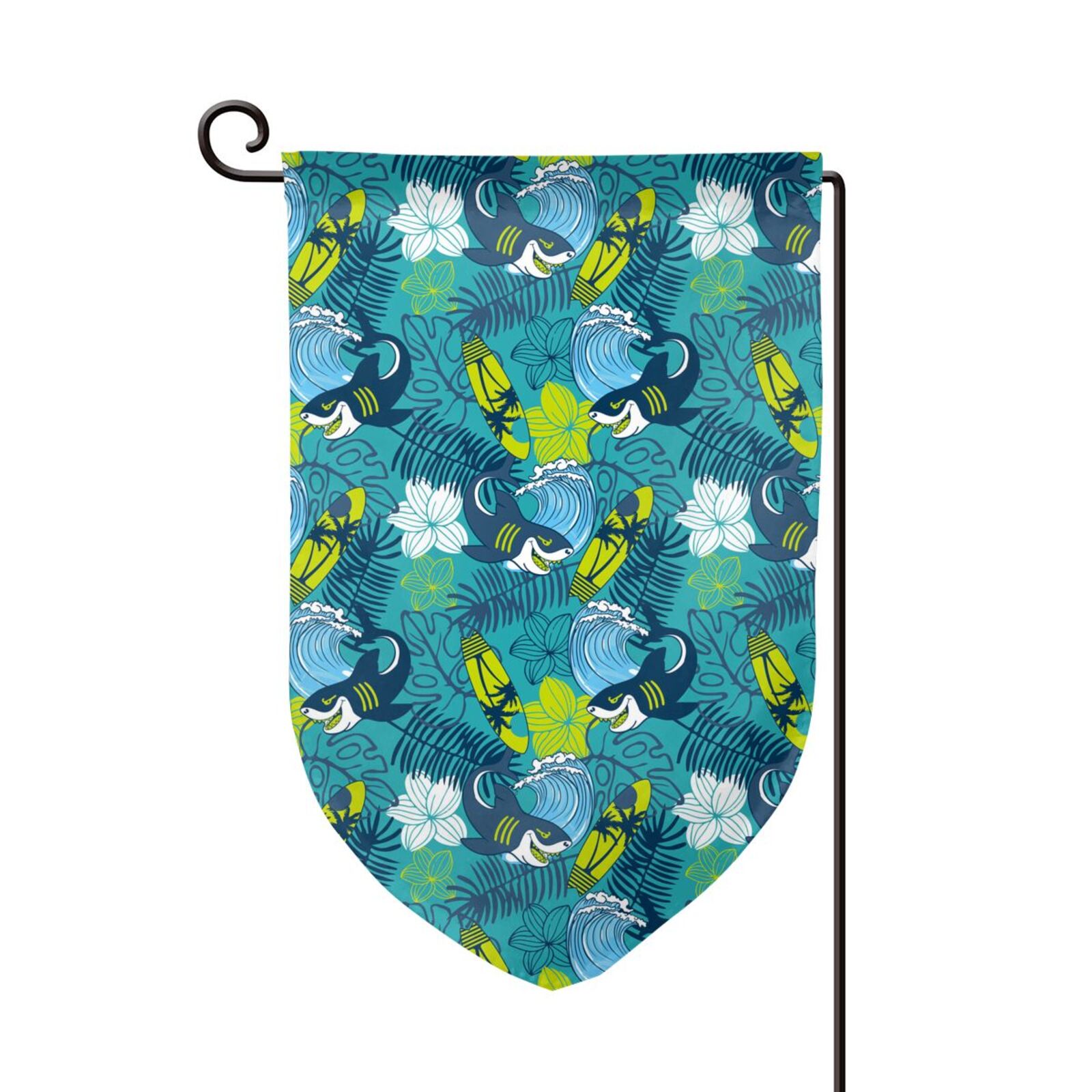 Wukai Shark And Leaves Print Garden Flag 12.5x18 Inch Double Sided Sun ...