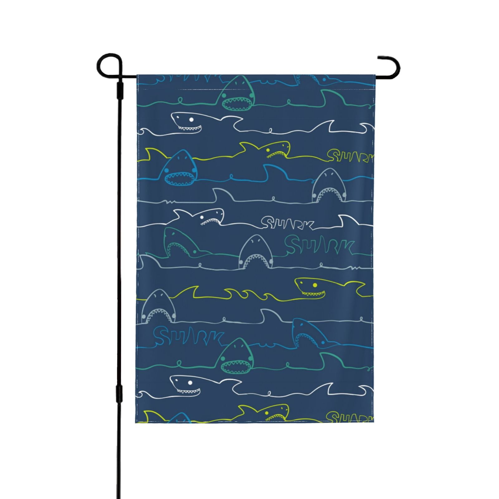 Wukai Shark Garden Flags Double Sided Welcome Garden Yard House Flags ...