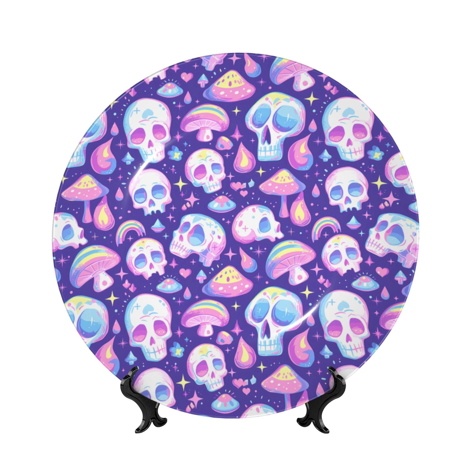 Wukai Skull mushroom colorful Print Decorative Plate for Display,Bone ...