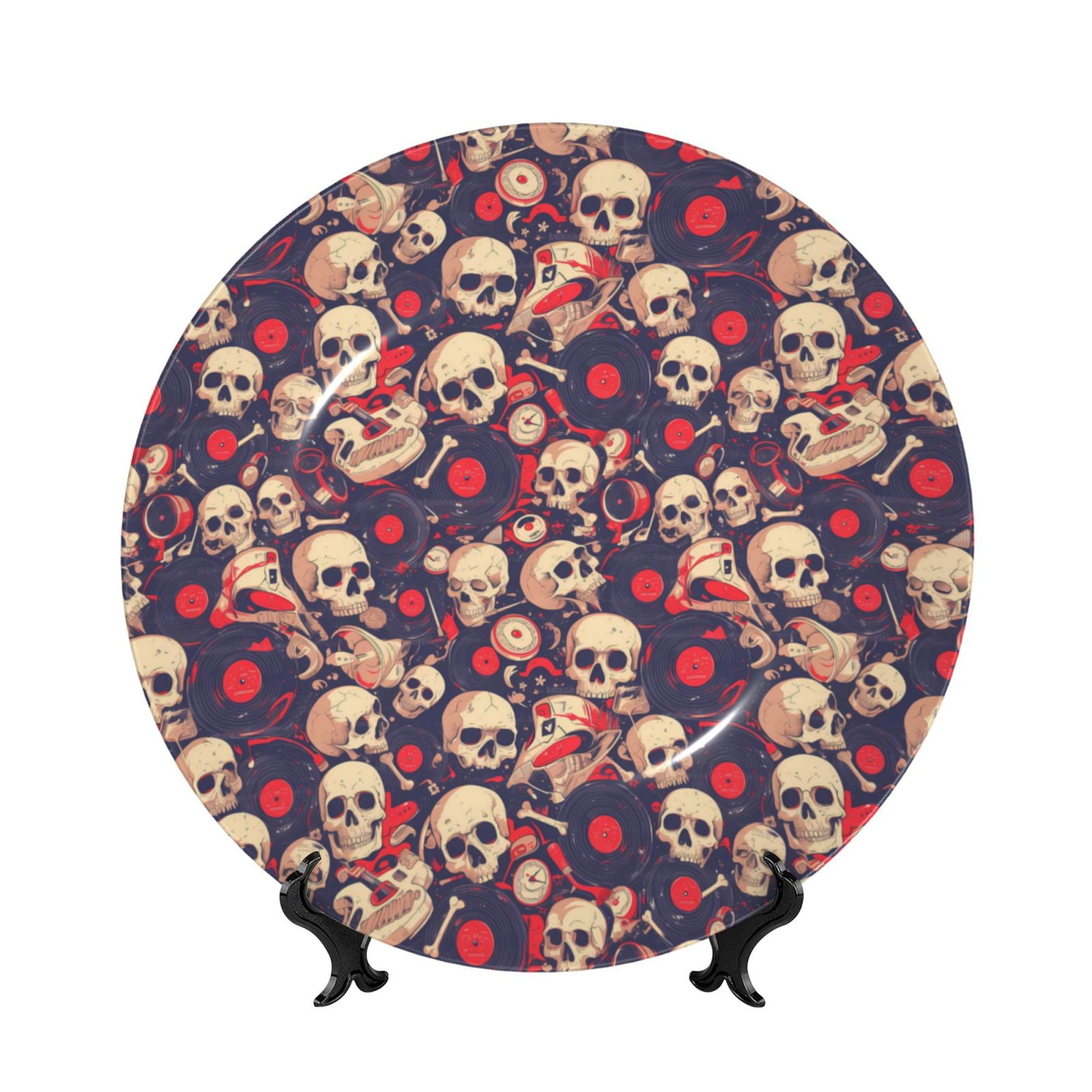 Wukai Skull rock music record Print Decorative Plate for Display,Bone ...