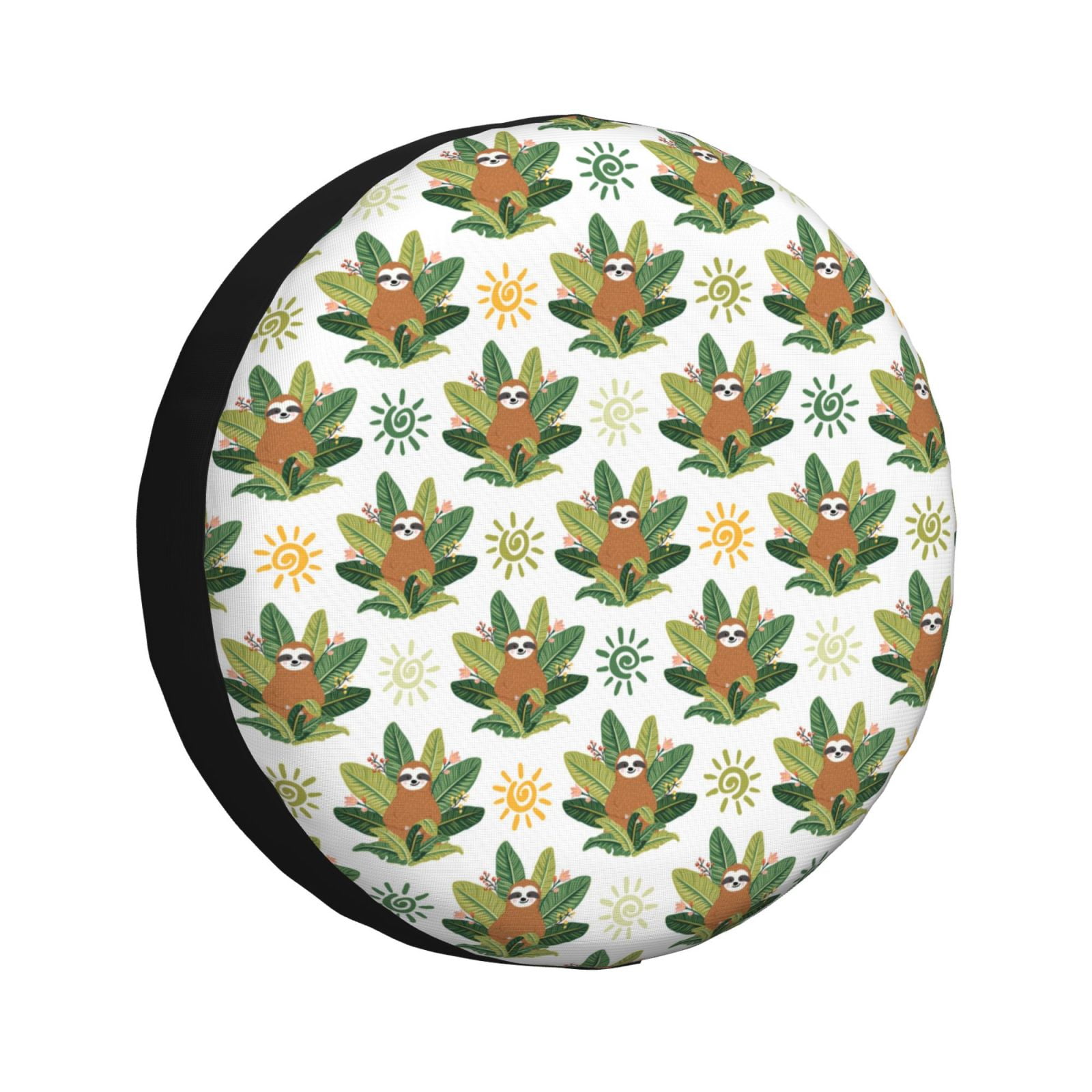 Wukai Sloth Sitting Tropical Leaves Print Spare Tire Cover for RV ...
