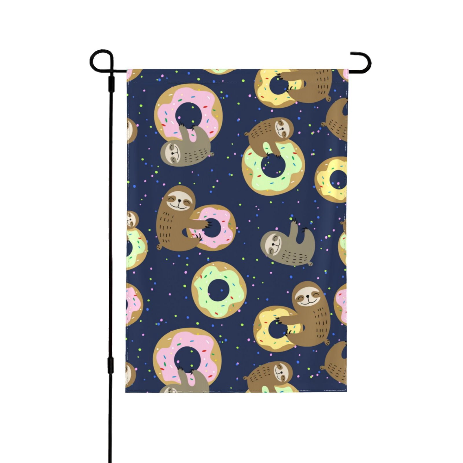 Wukai Sloth with Donuts Garden Flags Double Sided Welcome Garden Yard ...