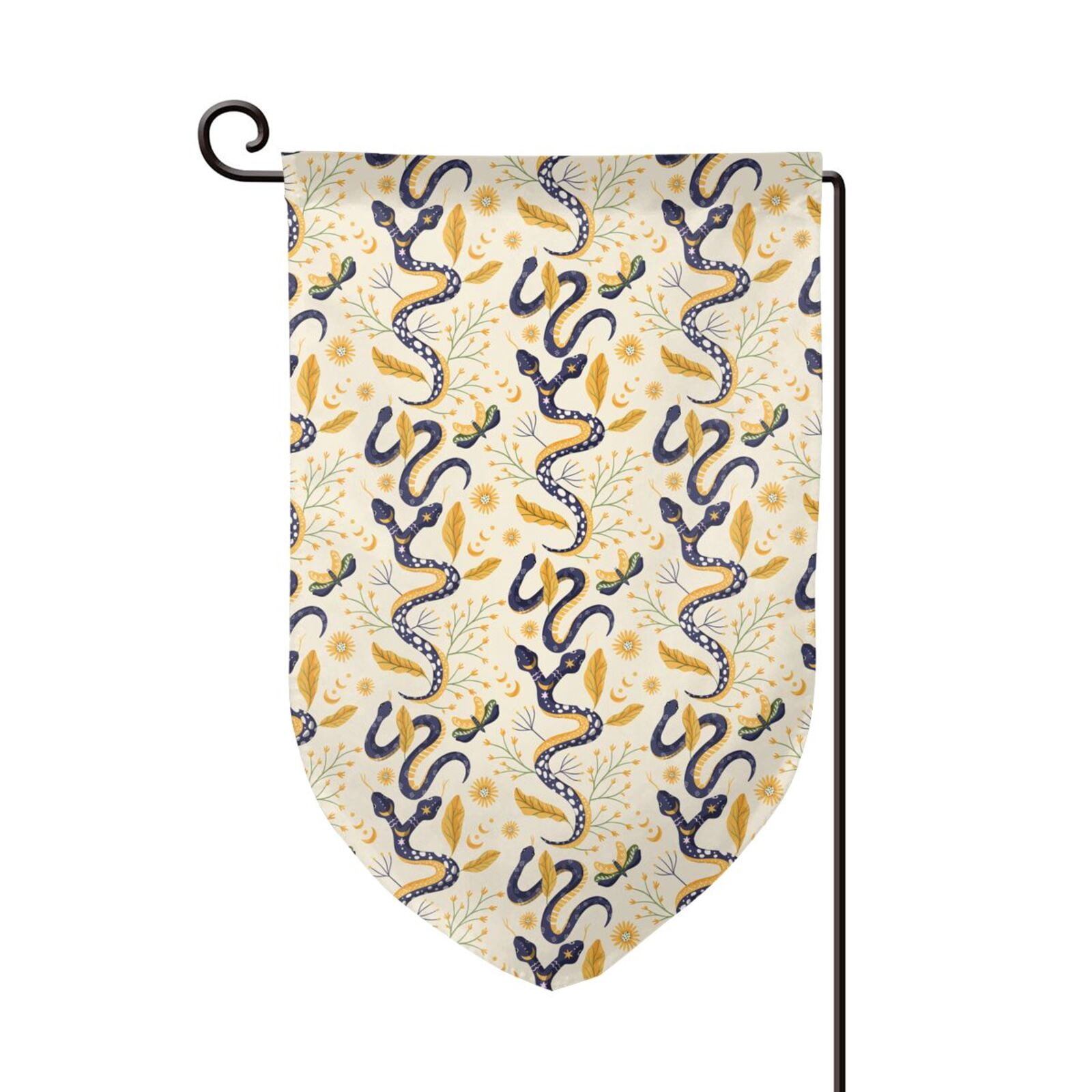 Wukai Snake And Floral Print Garden Flag 12.5x18 Inch Double Sided Sun ...
