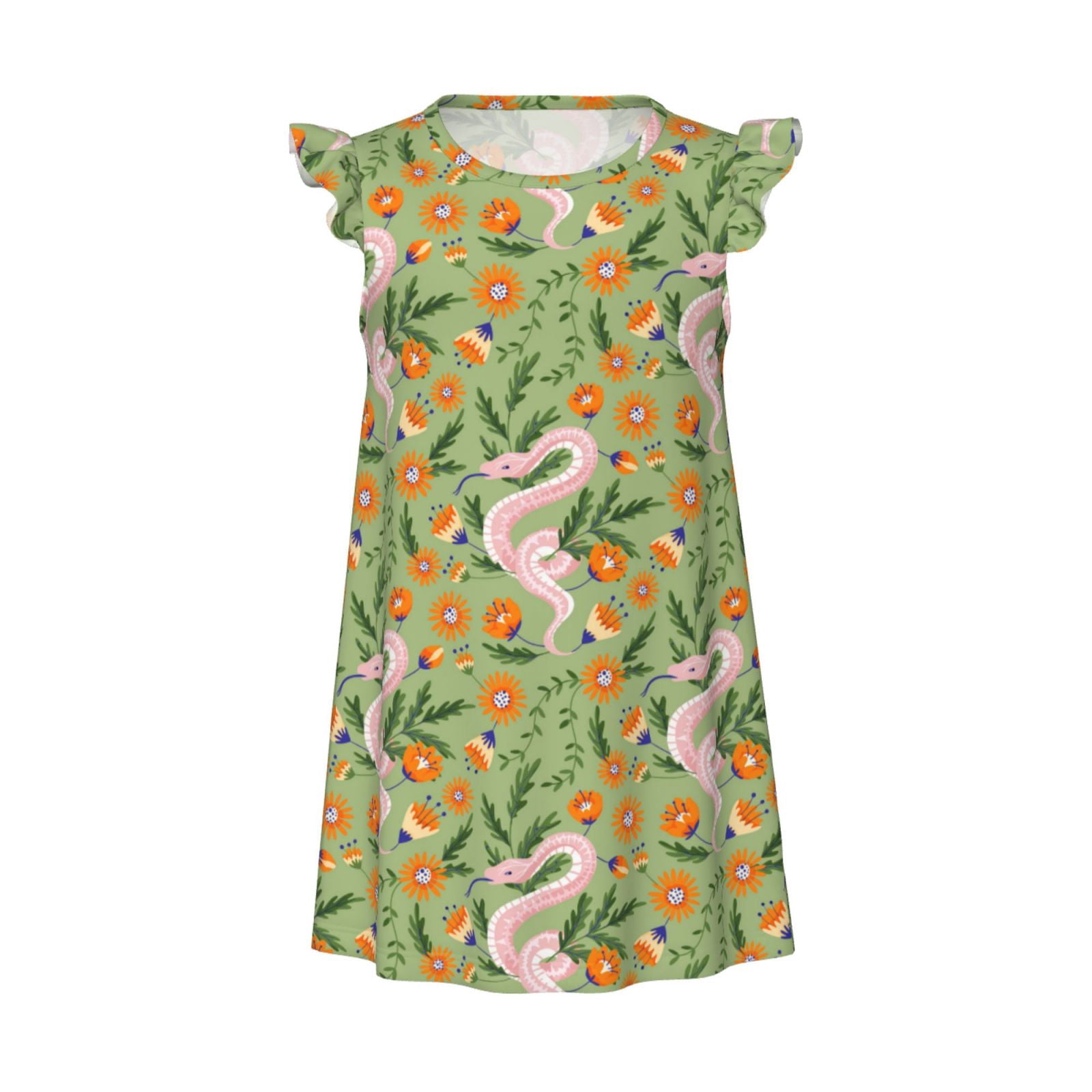 Wukai Snake And Floral Print Girls Nightgowns Pajamas Dress,Soft & Cute ...