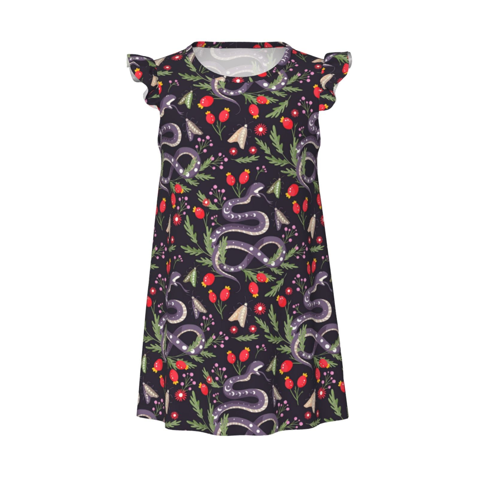 Wukai Snakes And Snake Fruit Print Girls Nightgowns Pajamas Dress,Soft ...