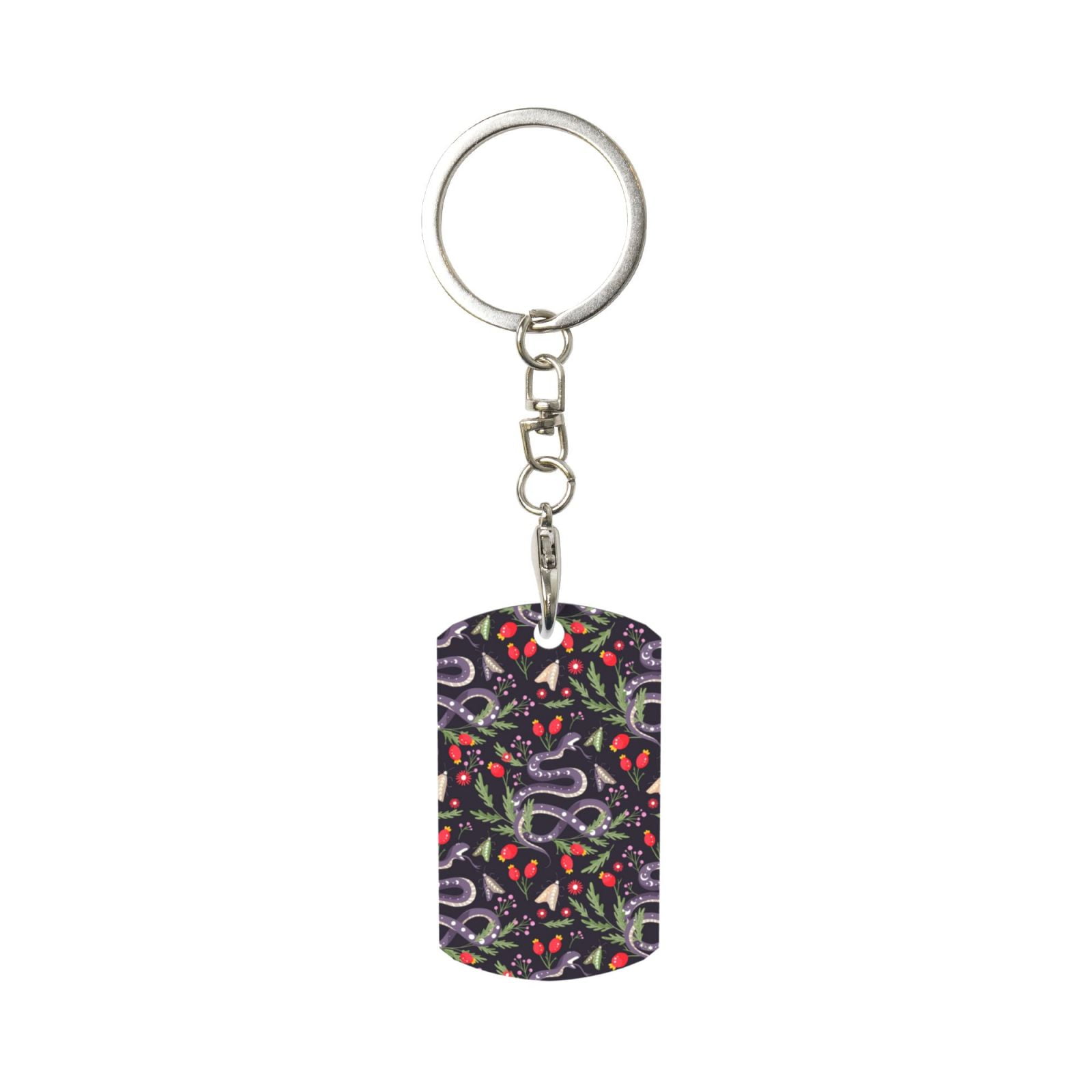 Wukai Snakes And Snake Fruit Print Rectangular Metal Keychain: Sleek ...