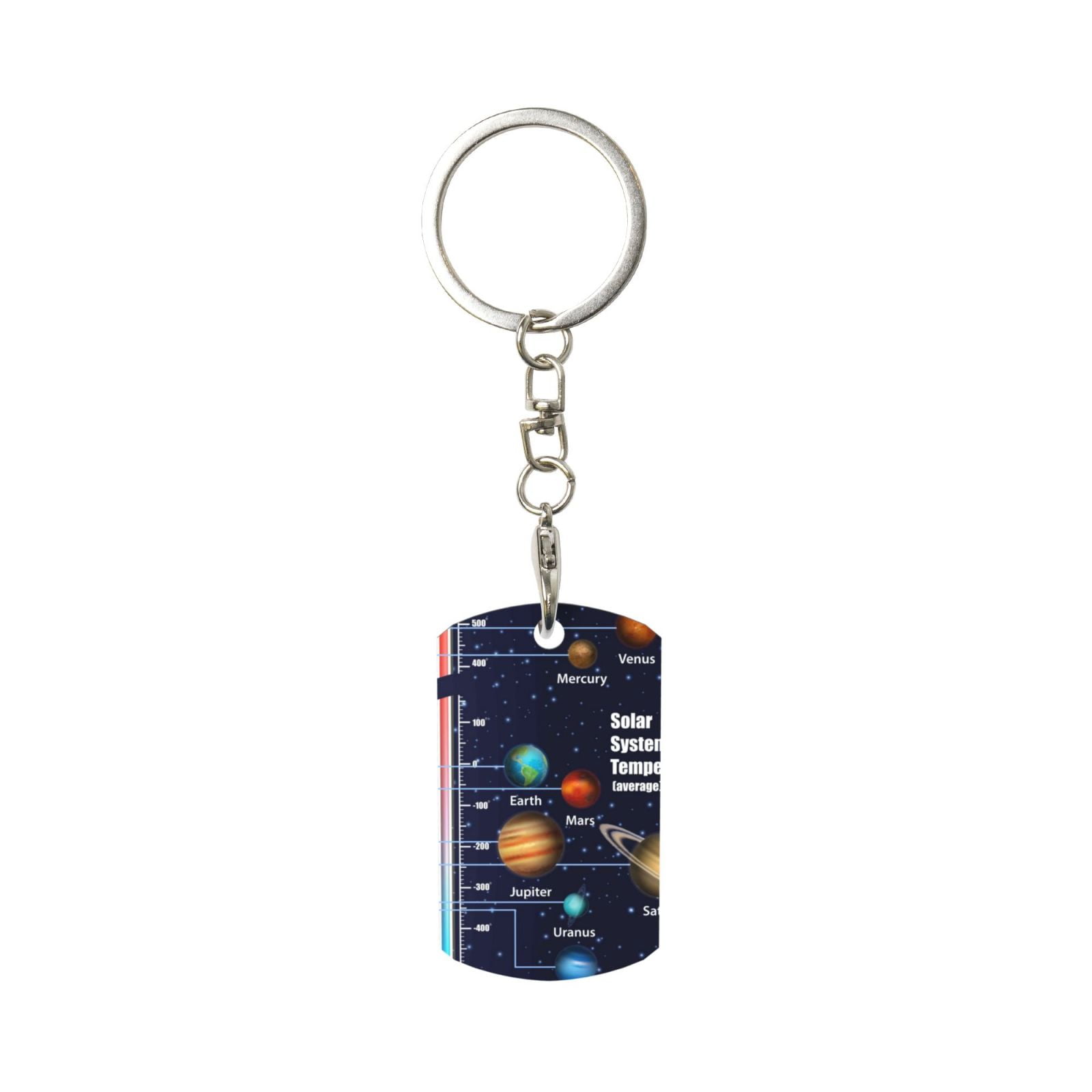 Wukai Solar System Print Rectangular Metal Keychain: Sleek and Durable ...