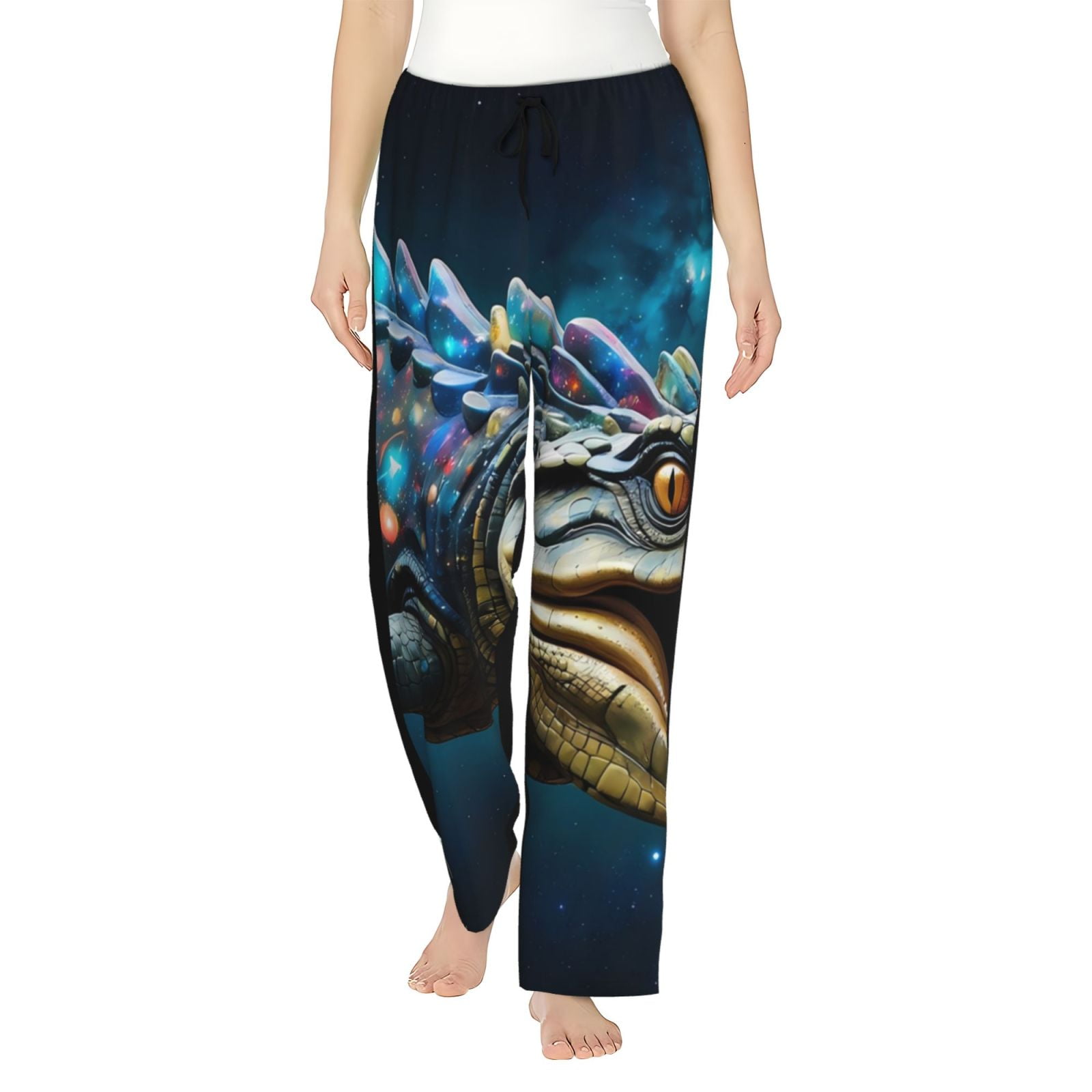 Wukai Starry Sky Colorful Crocodile Women Pajama Pants Comfy Stretch ...