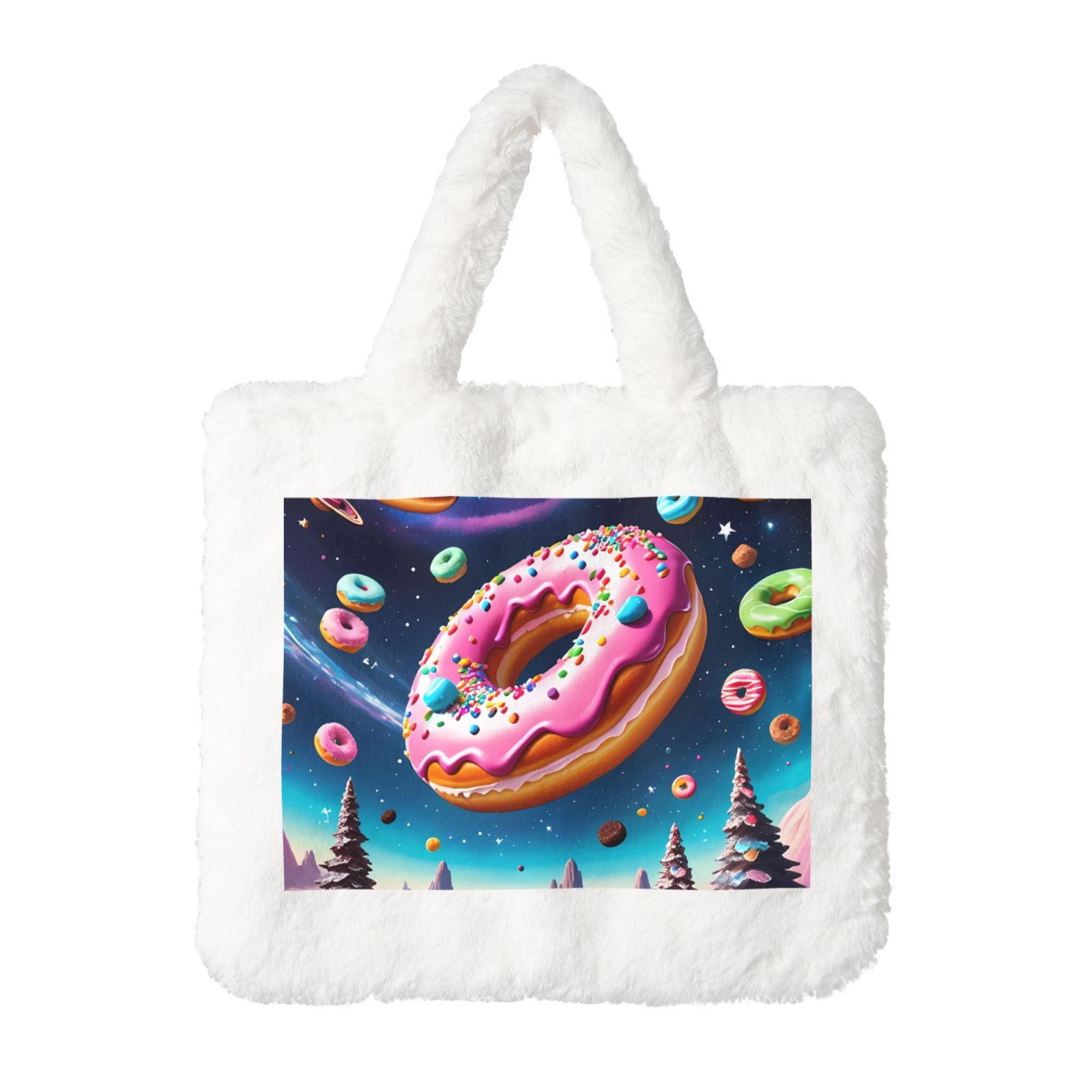 Wukai Starry Sky Pine Tree Donut Print Plush Underarm Bag, Ladies ...