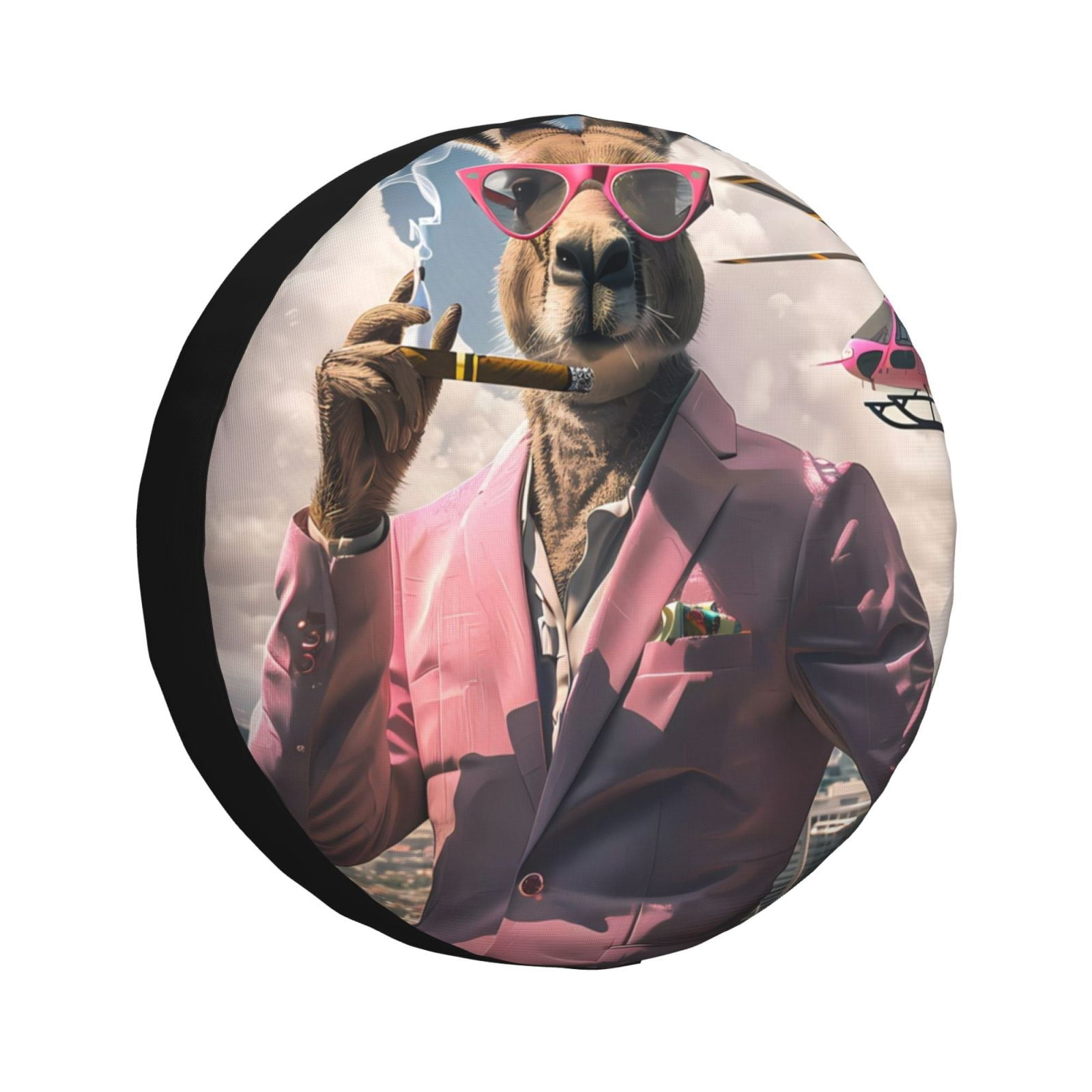 Wukai Stylish Kangaroo In Suit Print Spare Tire Cover for RV Trailer ...