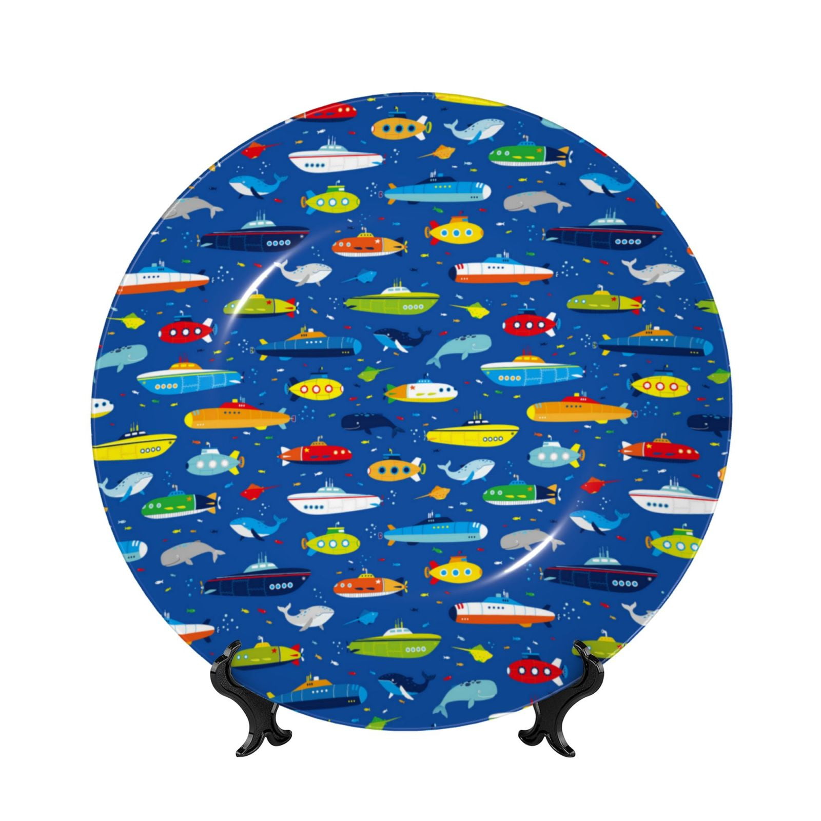 Wukai Submarines And Whales Print Decorative Plate for Display,Bone ...
