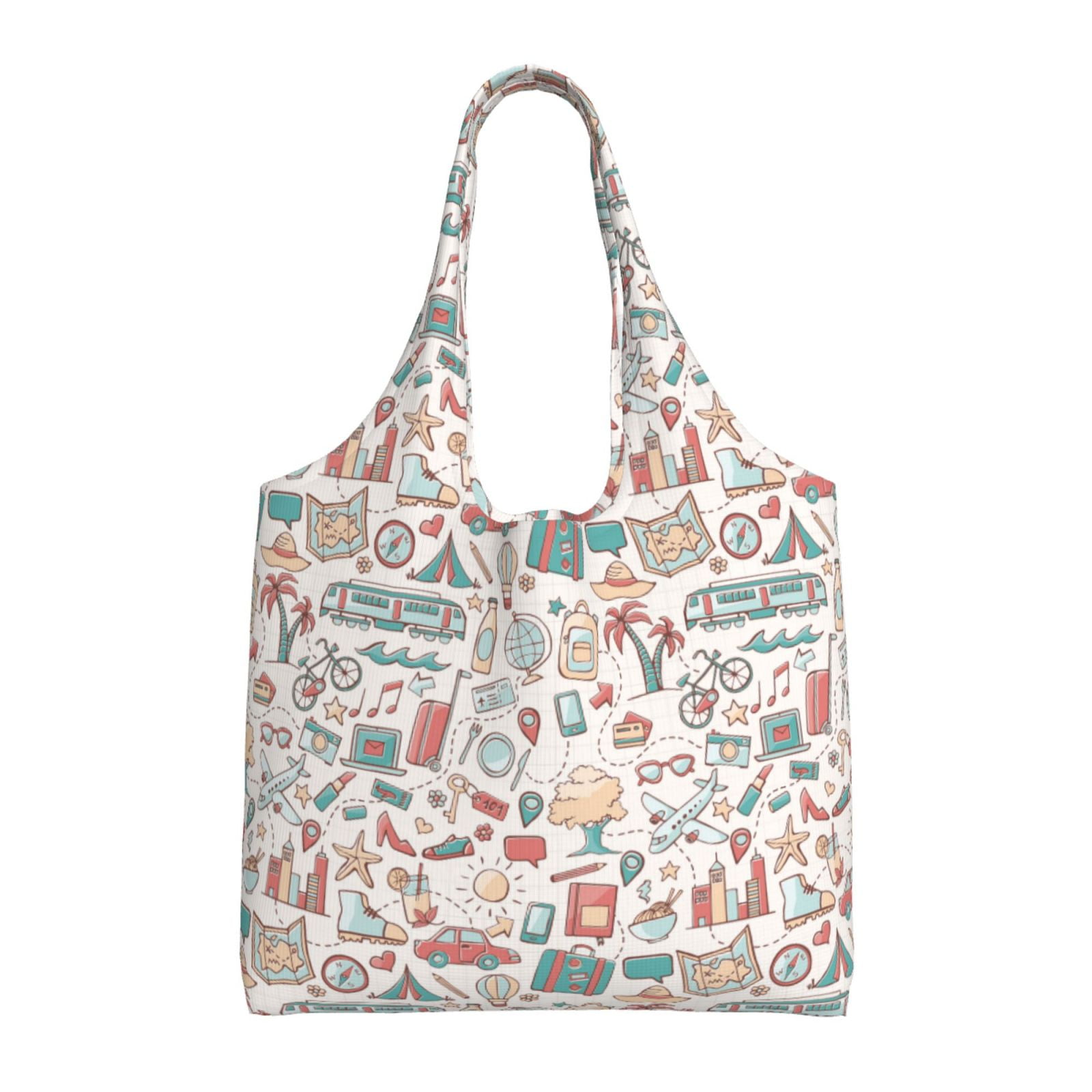 Wukai Summer Life Sturdy and Stylish Reusable Canvas Tote Bag: Eco ...