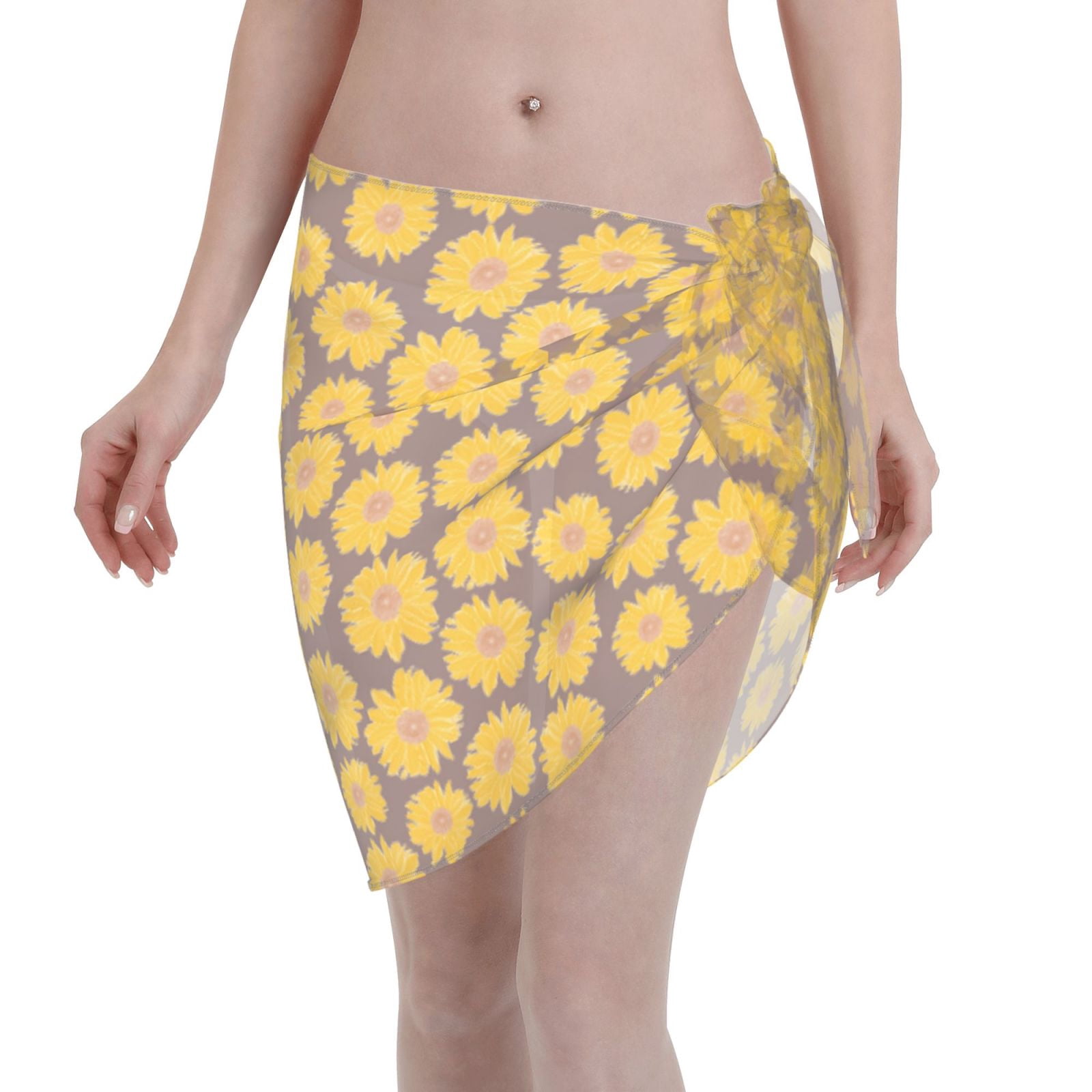 Wukai Sunflower Women’s Short Sarongs Beach Wrap Bikini Bottom Short ...