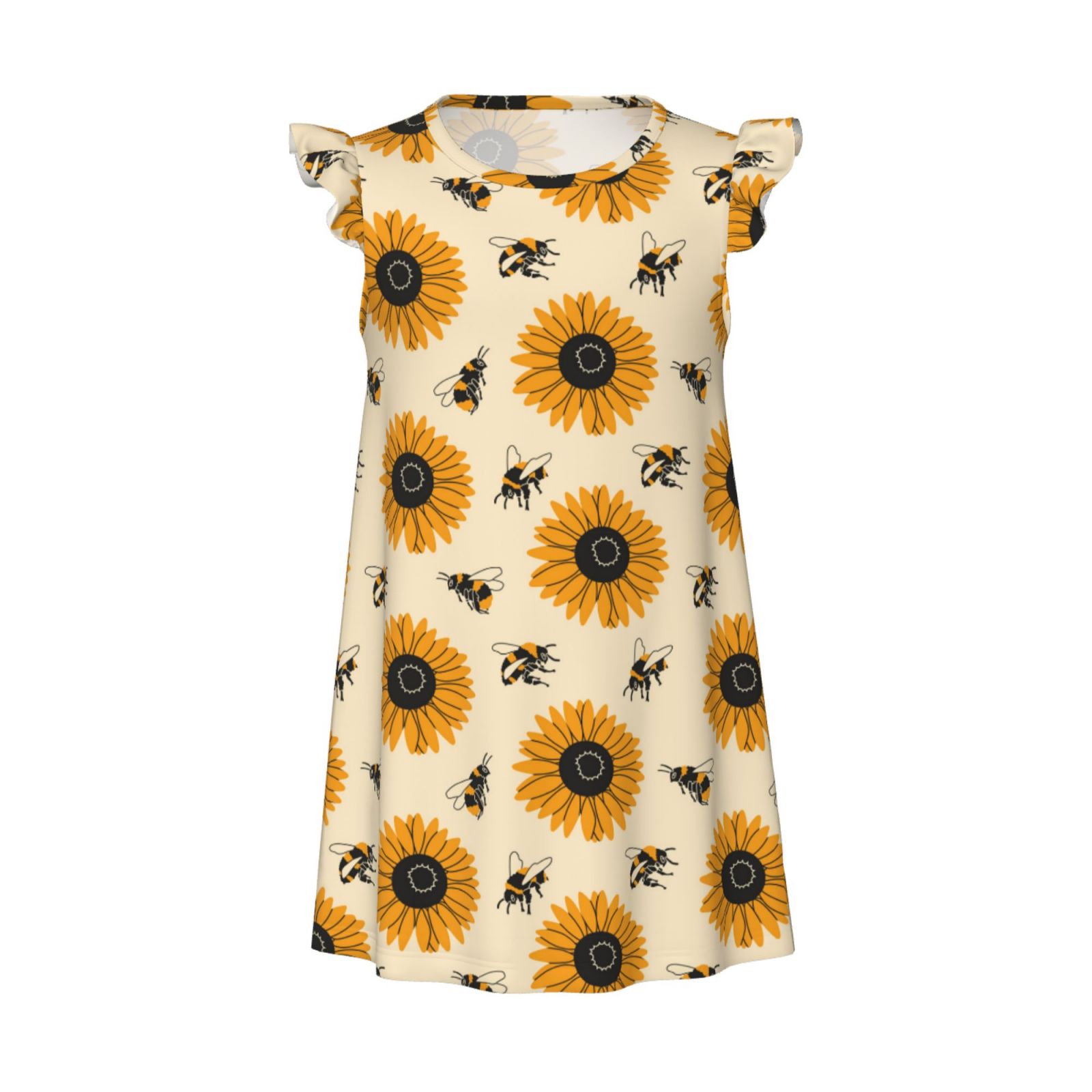 Wukai Sunflowers And Bee Print Girls Nightgowns Pajamas Dress,Soft ...