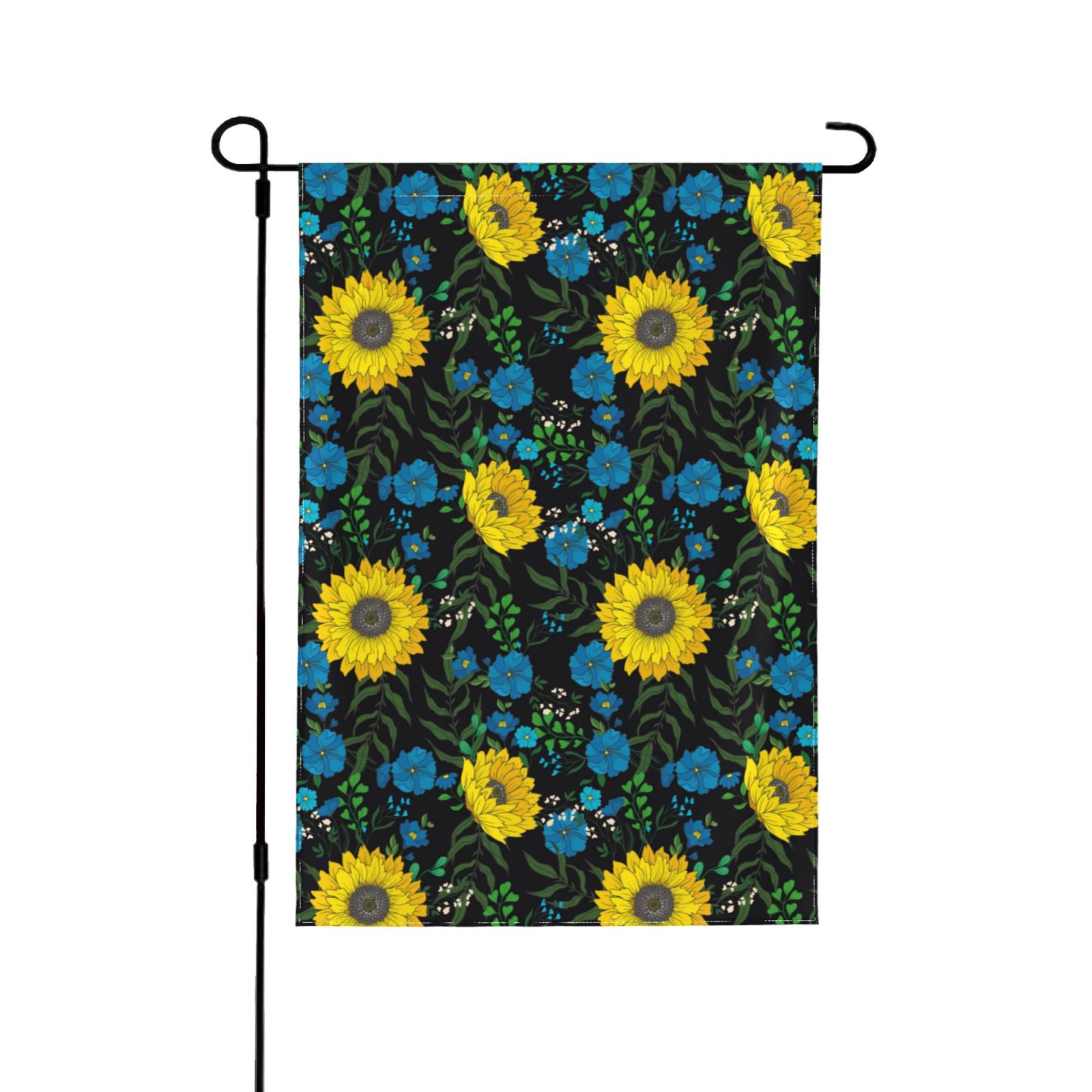 Wukai Sunflowers And Blue Flower Garden Flags Double Sided Welcome ...