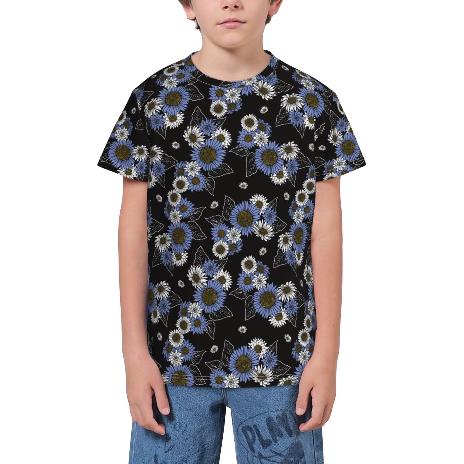 Wukai Sunflowers Youth Unisex Short Sleeve T-Shirt for Boys, Girls ...