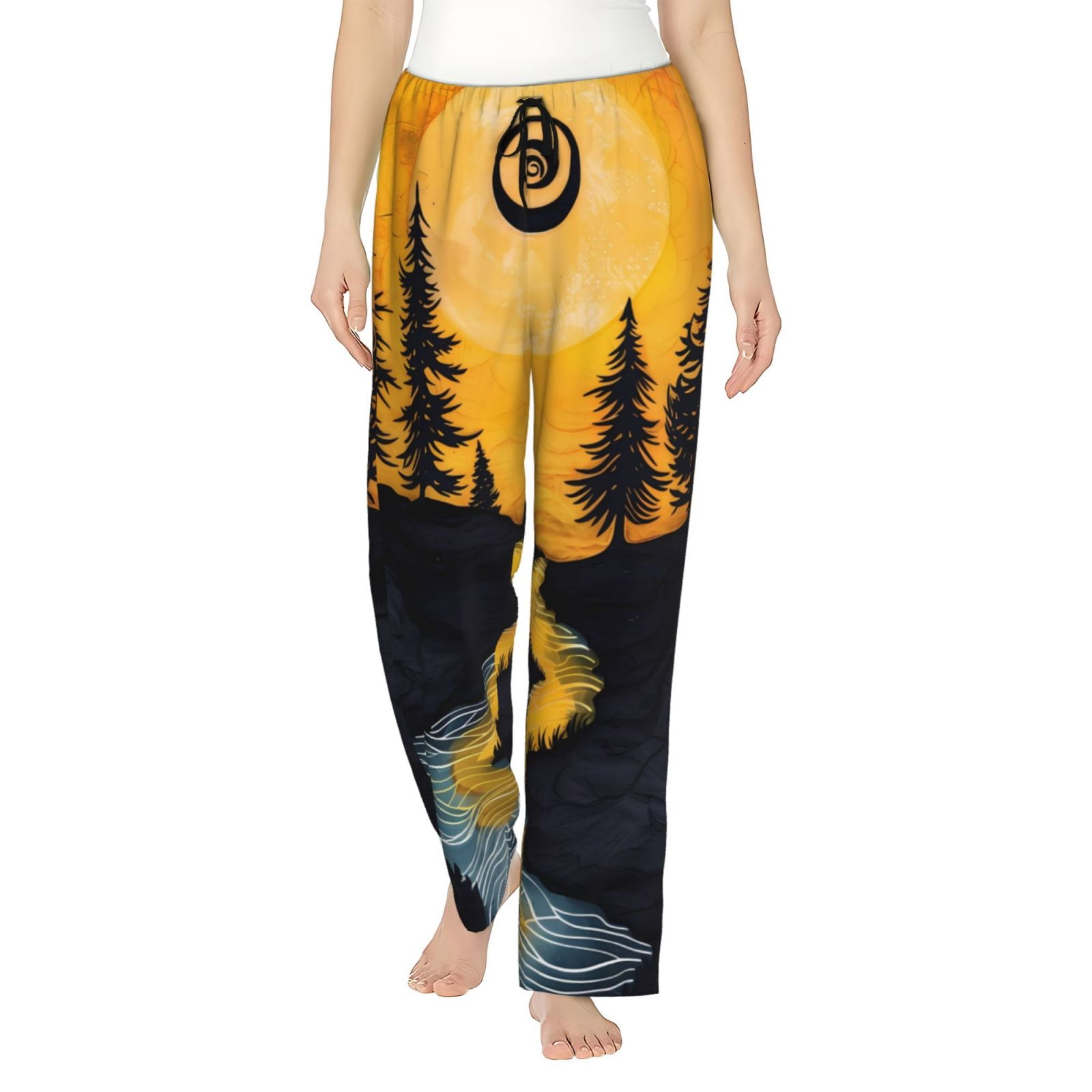 Wukai Sunset River Pine Trees Women Pajama Pants Comfy Stretch ...