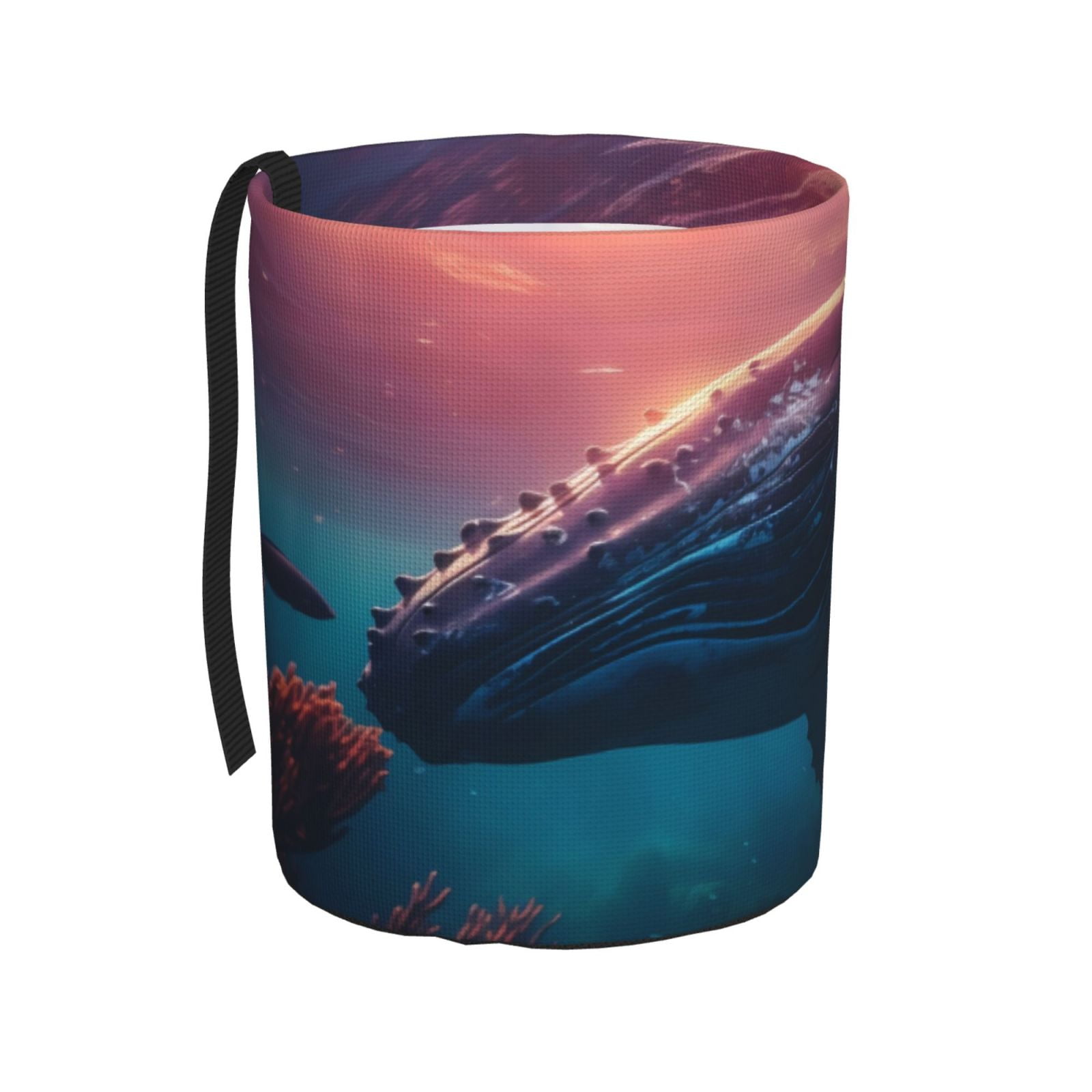 Wukai Sunshine Ocean Whale Print Car Trash Can - Easy to Clean Hanging ...