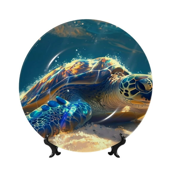 Wukai Sunshine Underwater Sand Turtle Print Decorative Plate for ...