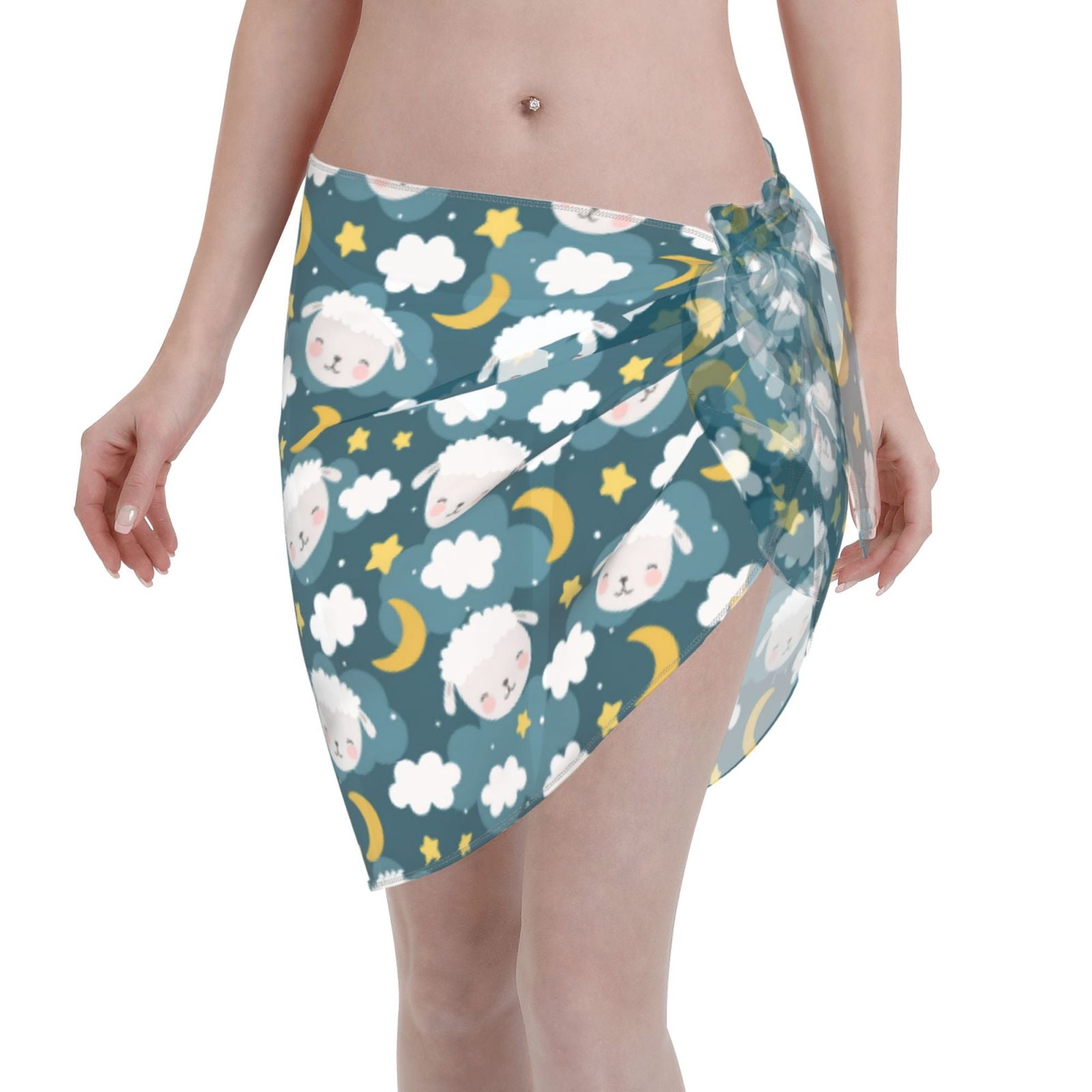 Wukai Sweet Dream Lamb Women’s Short Sarongs Beach Wrap Bikini Bottom ...